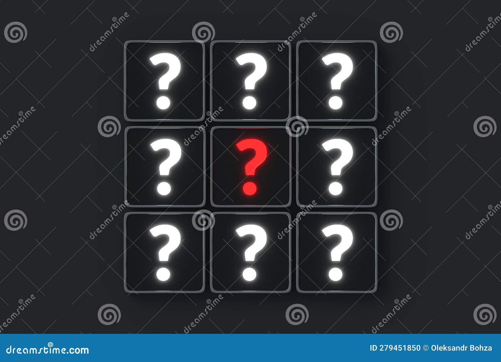 Cubes with Glowing Question Symbols. Correct Answer. Incorrect Question ...