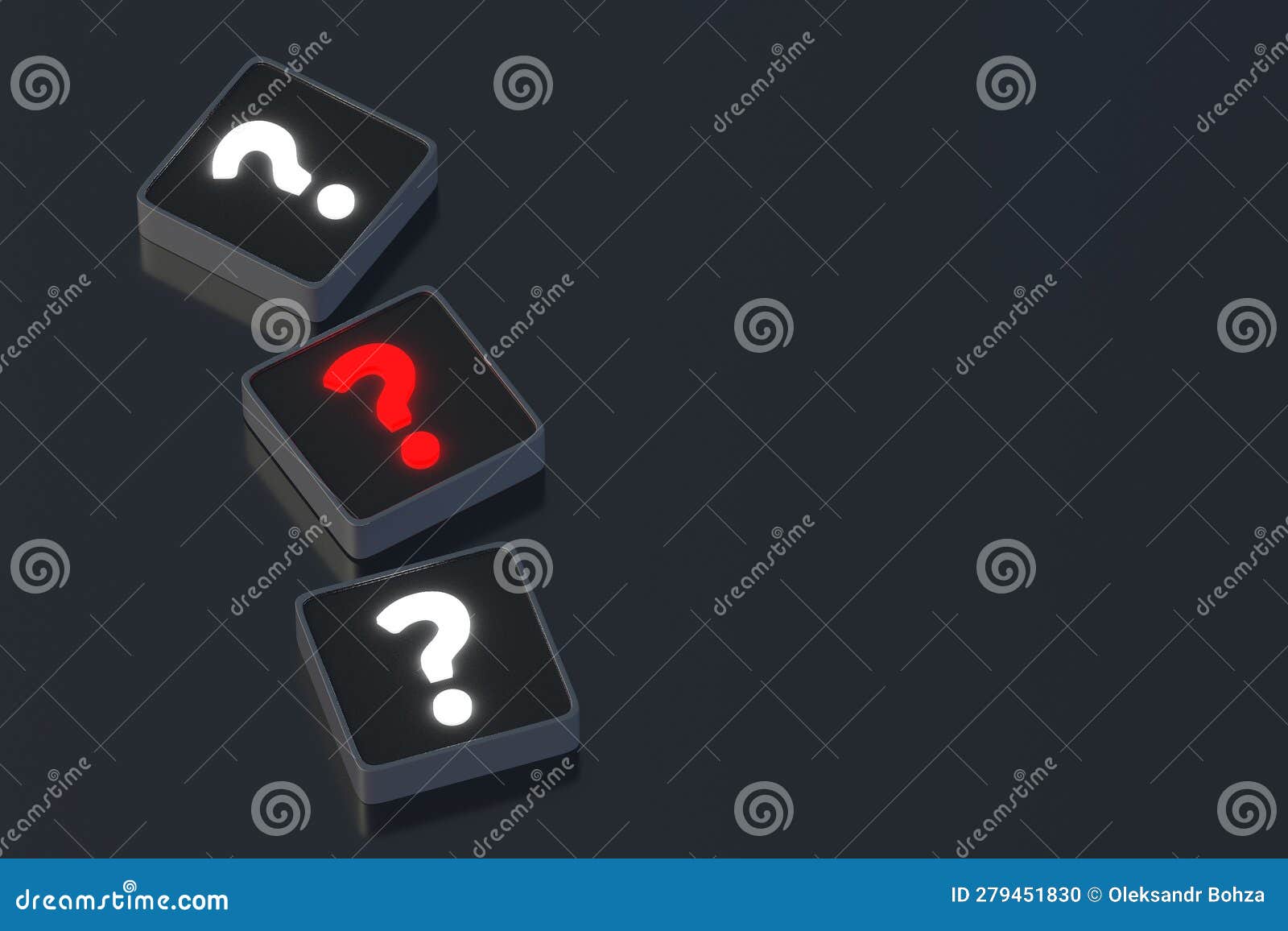 Cubes with Glowing Question Symbols. Correct Answer. Incorrect Question ...