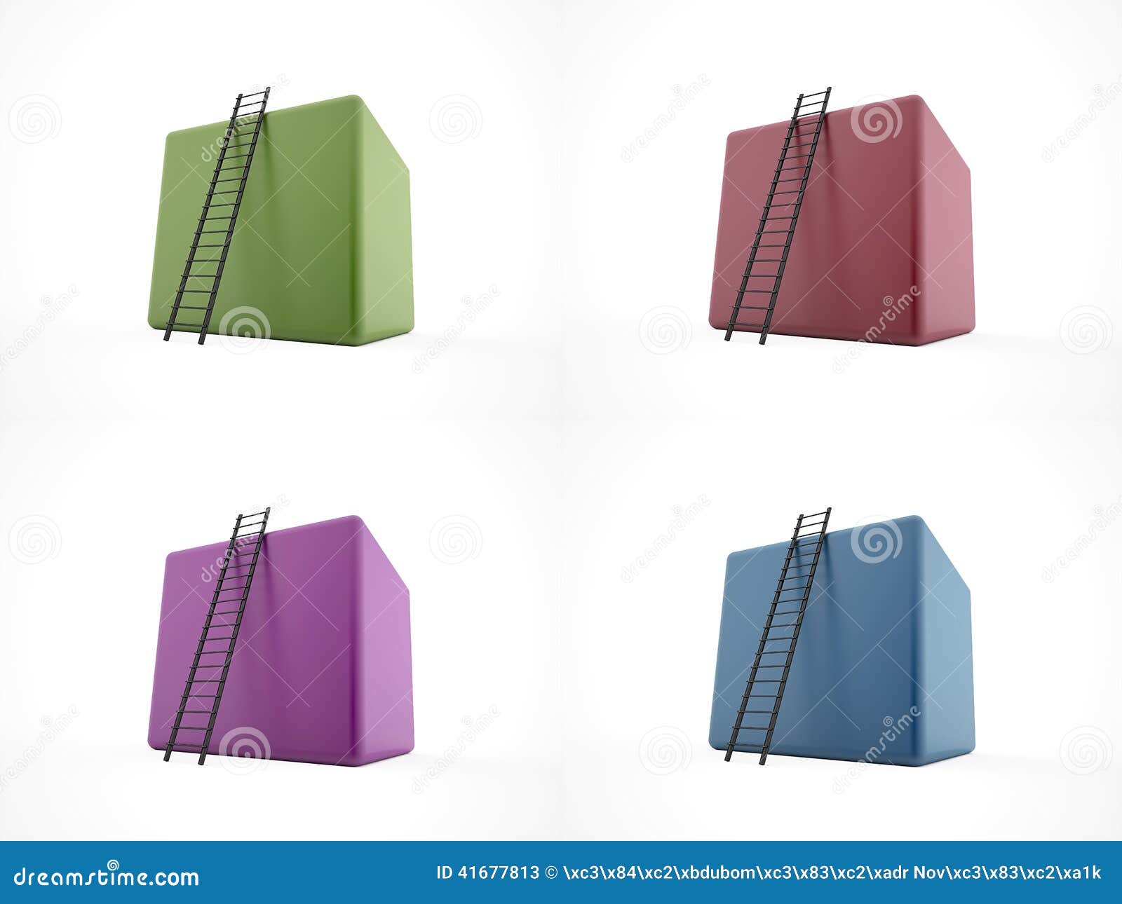 Cubes on Green Color with Ladder Stock Illustration - Illustration of ...