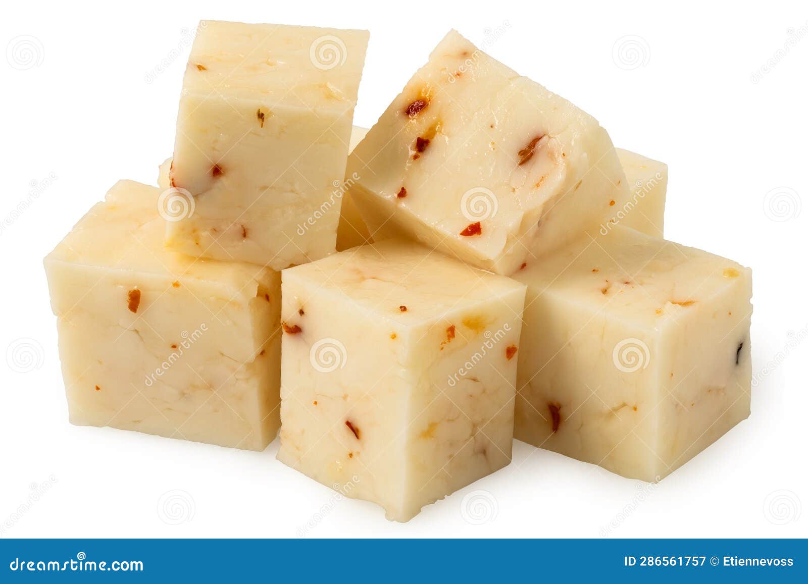 Cubes of Halloumi Cheese with Red Chilli Isolated on White Stock Image ...