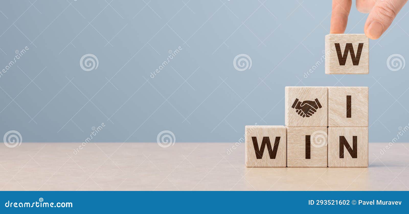 Cubes with Handshake Icon and Win-win Situation. Wooden Cubes Stack ...