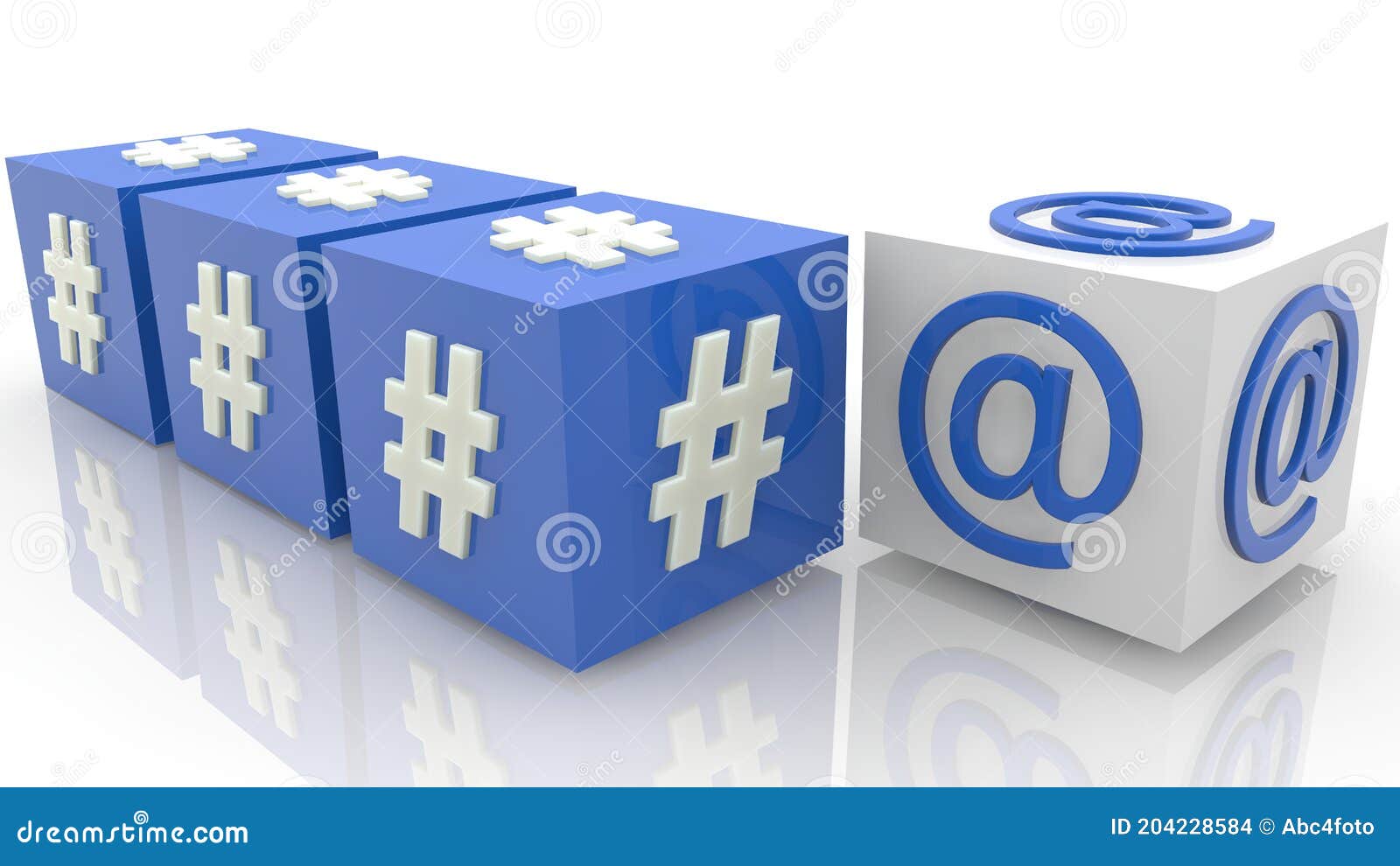 Cubes with Hashtags and at Sign Concept Stock Illustration ...