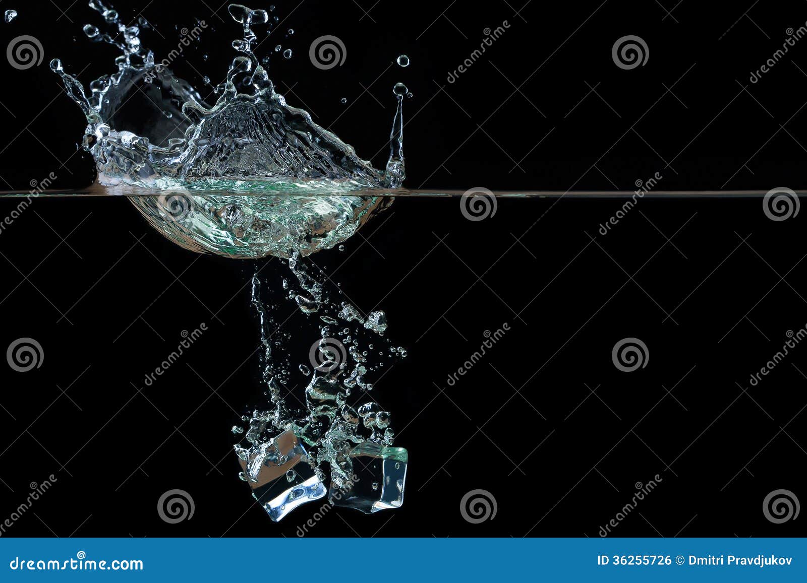 Cubes of Ice in Water with Splash Stock Photo - Image of shape, crown ...