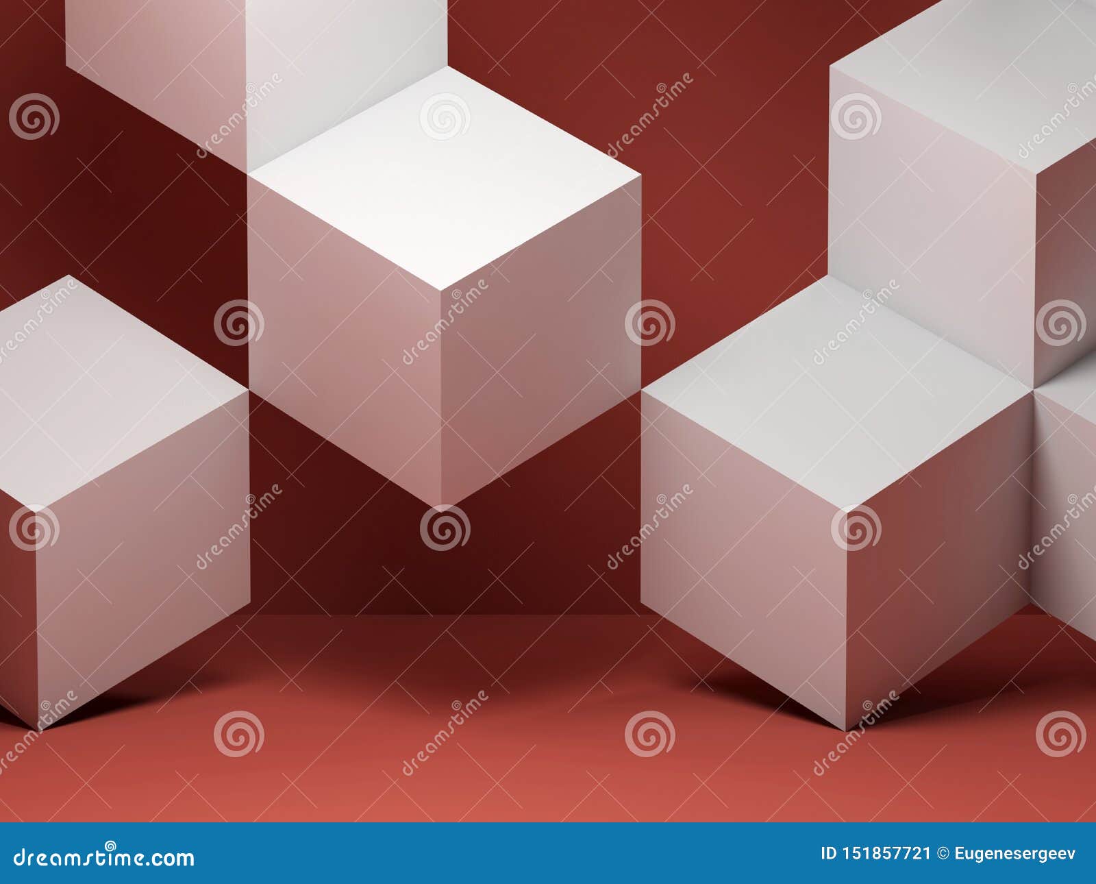 Cubes Installation in Empty Room 3d Stock Illustration - Illustration ...