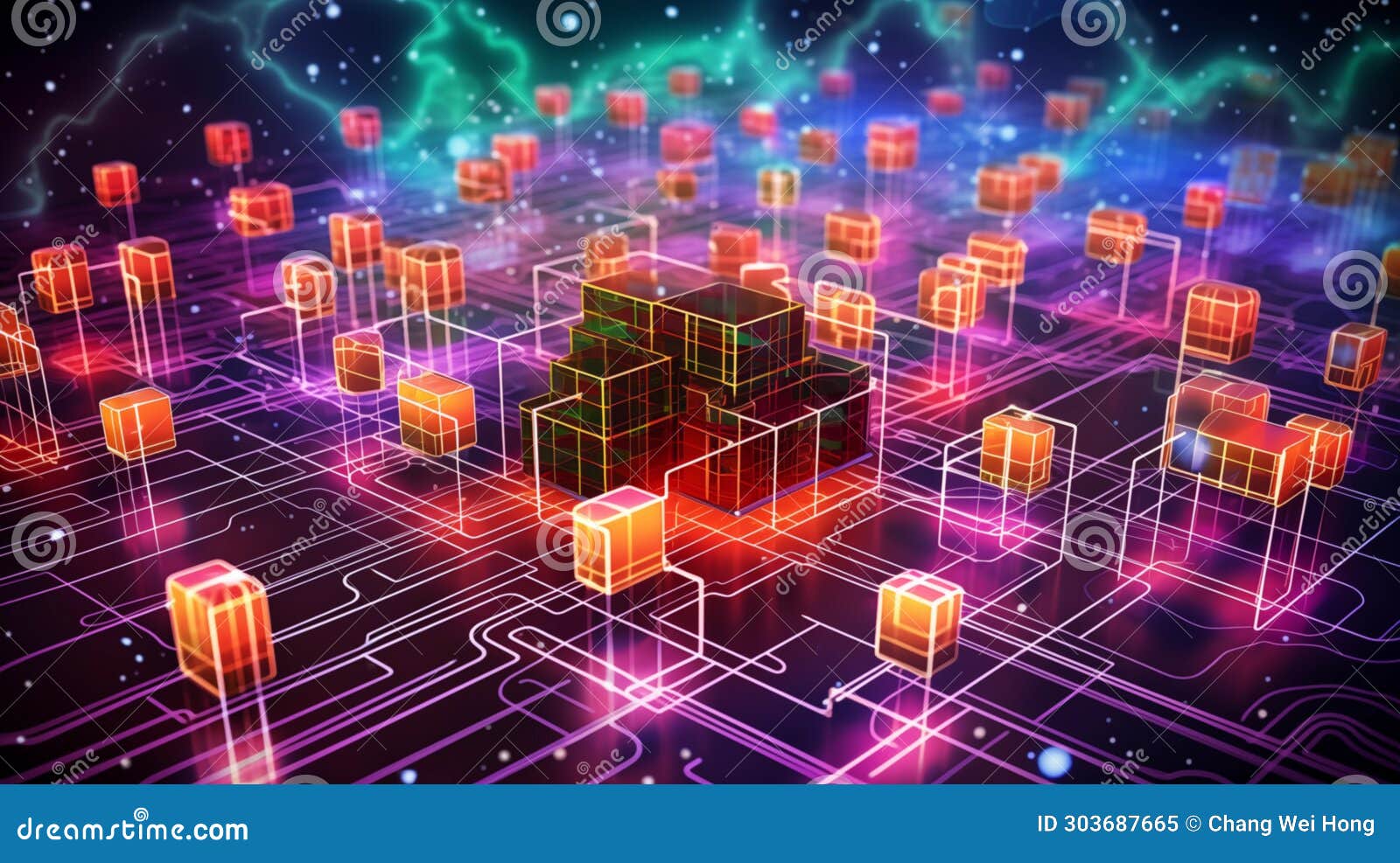 Cubes of Internet and Cloud Computing with Interconnected Nodes Stock ...