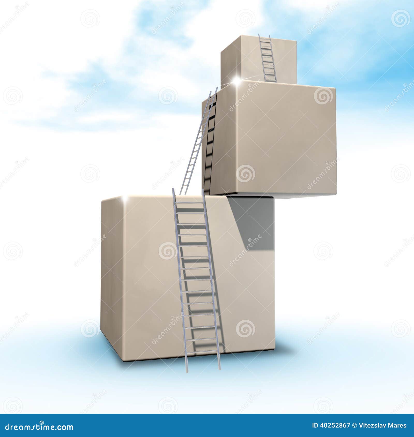 Cubes with Ladders. Progress Concept Stock Illustration - Illustration ...