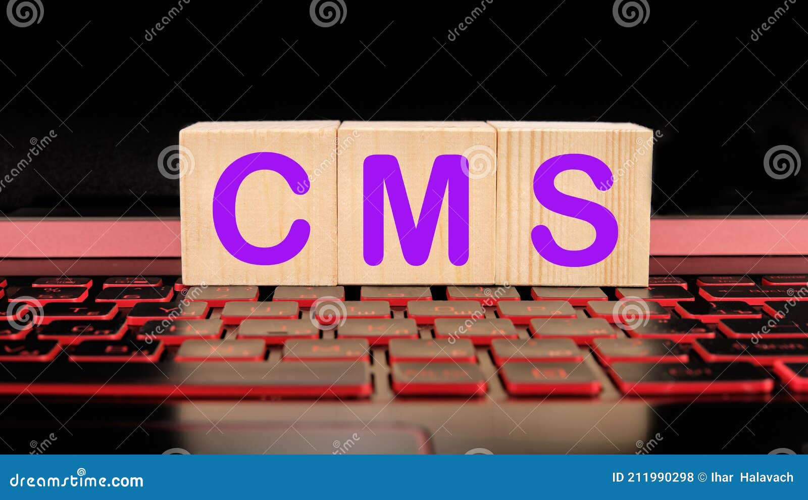 Cubes on a Laptop Keyboard with a Content Management System CMS Stock ...