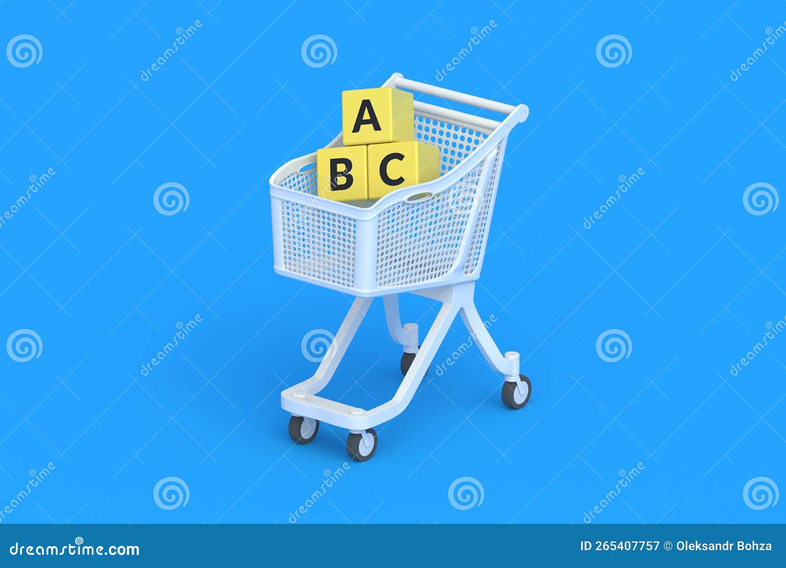 Cubes with Letters Abc in Market Cart Stock Illustration - Illustration ...