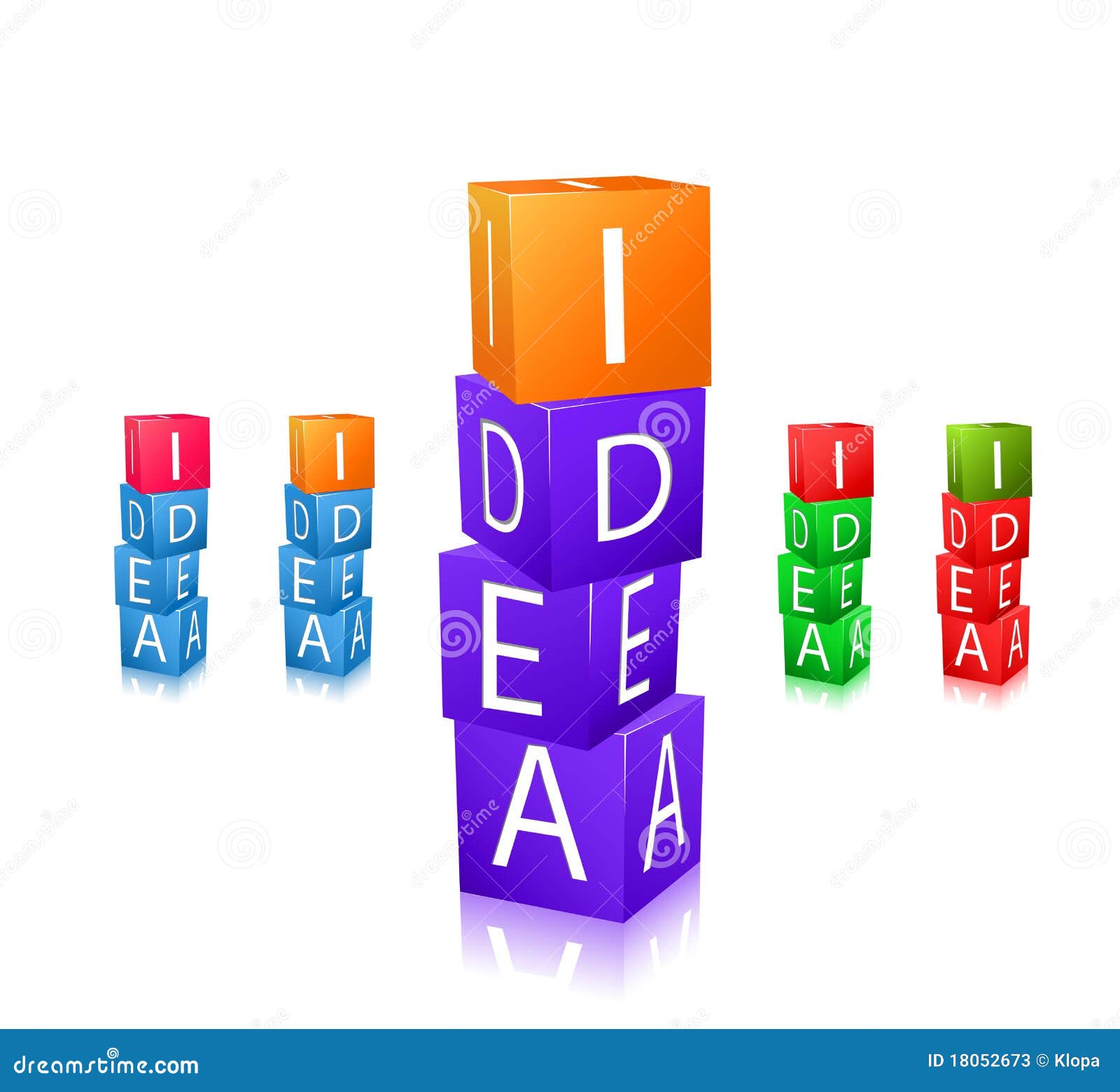 Cubes with Letters and Word Idea Icon Set Stock Vector - Illustration ...