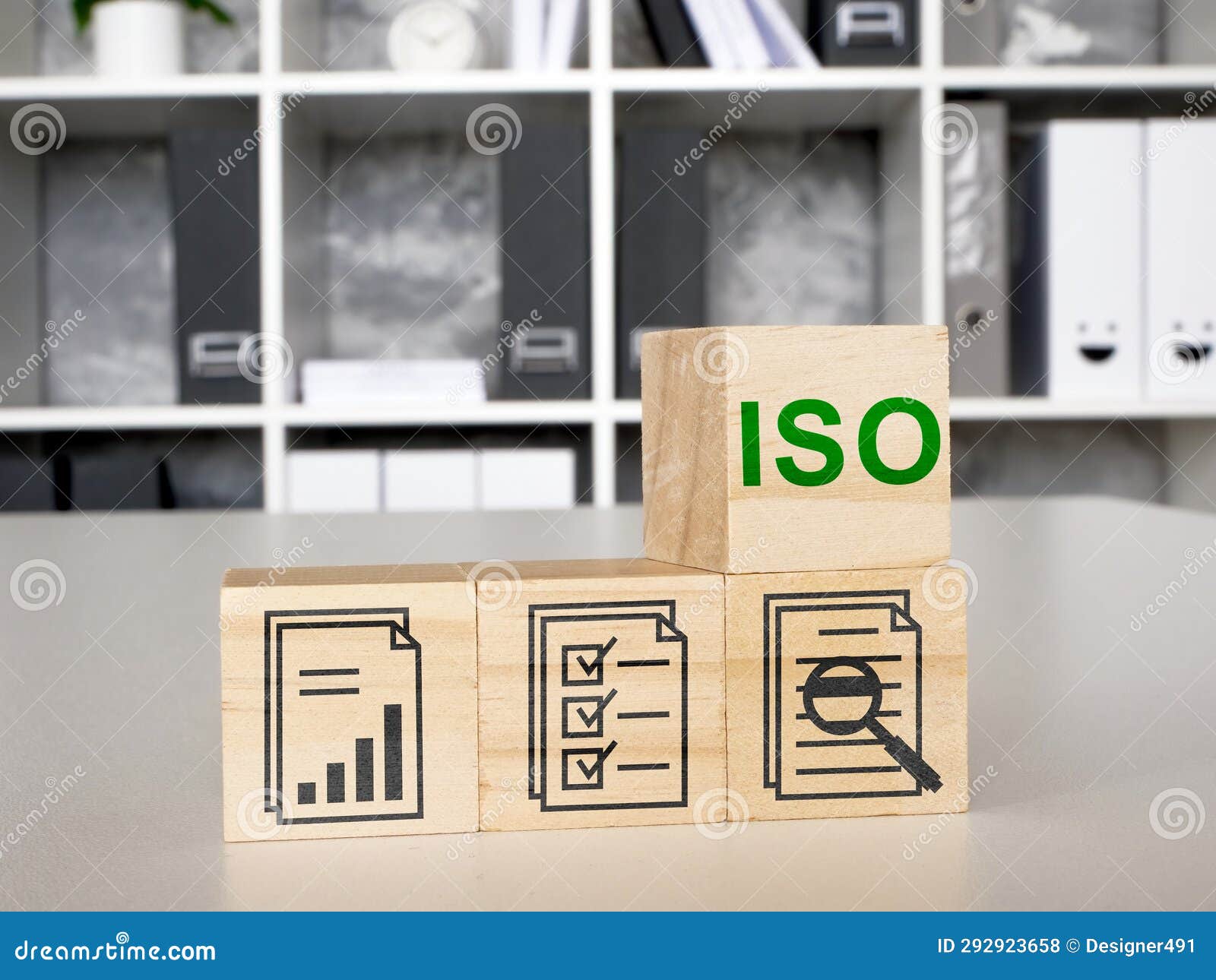 Cubes with Marks for ISO Quality Control Certification. Stock Photo ...