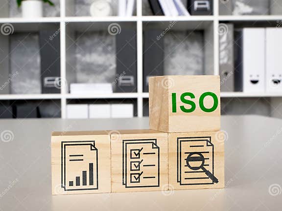 Cubes with Marks for ISO Quality Control Certification. Stock Photo ...