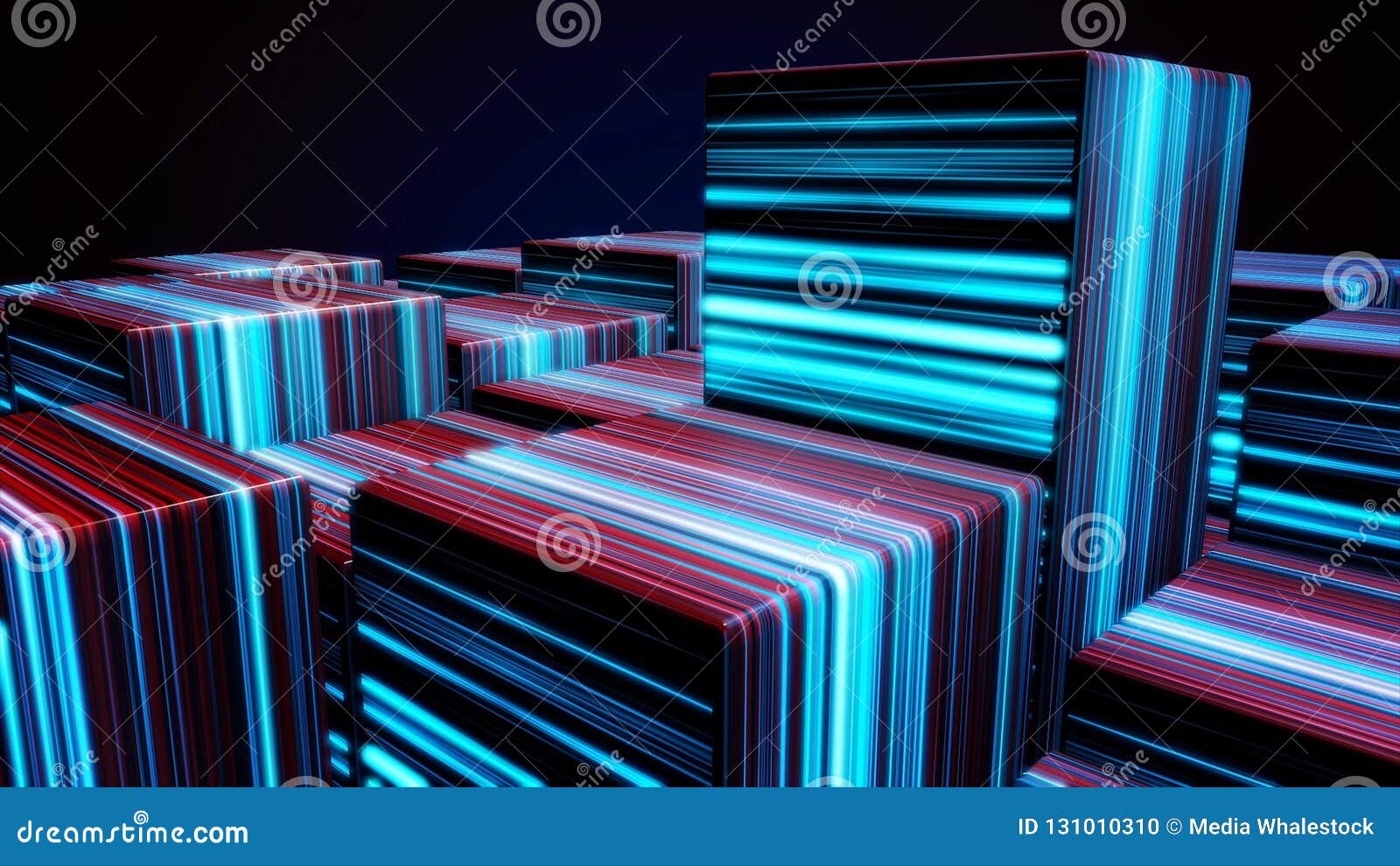 Cubes in Neon Lines. Abstract Bright Neon Cubes Stock Illustration ...