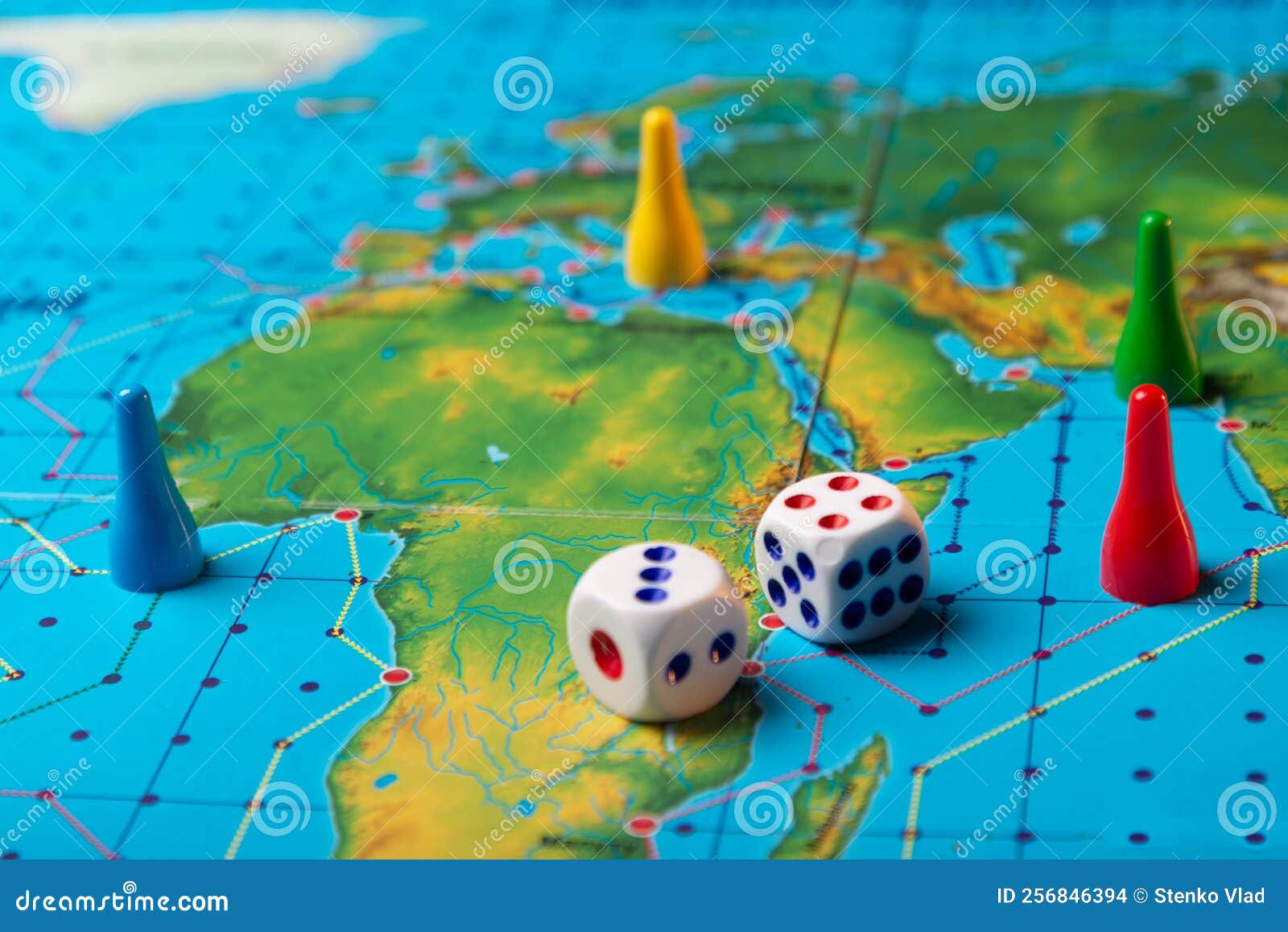 Cubes with Numbers on the Playing Field of the Board Game Stock Photo ...