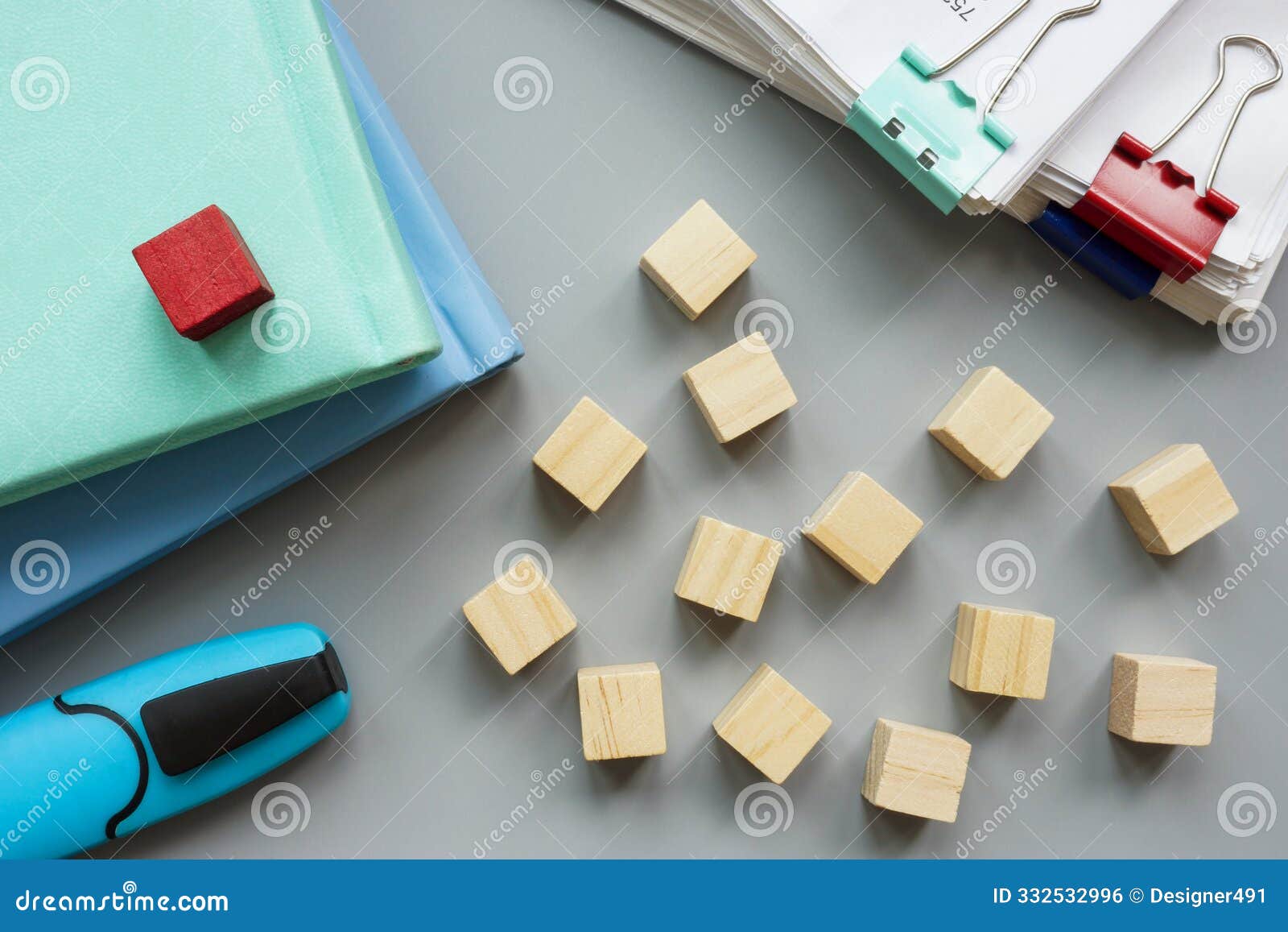 Cubes on an Office Desk Symbolizing a Team and a Leader. Leadership ...
