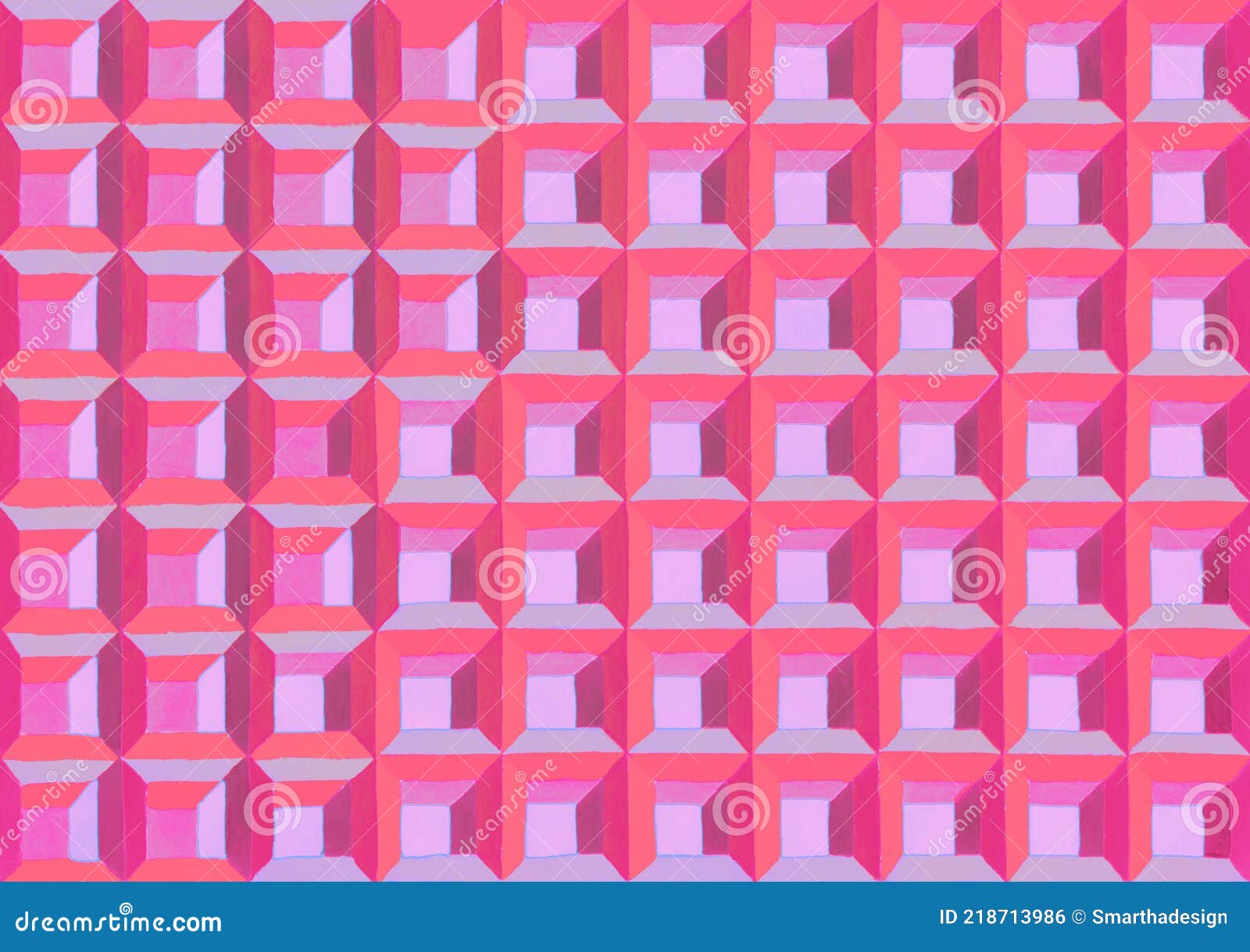 Cubes Pattern Mesh Texture Illustration. Hand Drawn Painting Optical ...