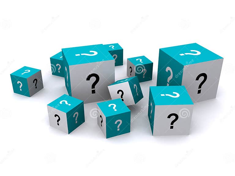 Cubes with question marks stock illustration. Illustration of cubes ...