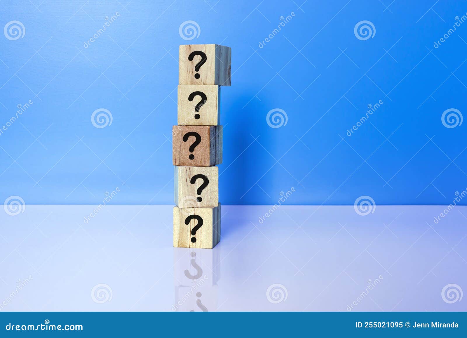 Cubes with Question Marks with Reflection on White Background. Stock ...