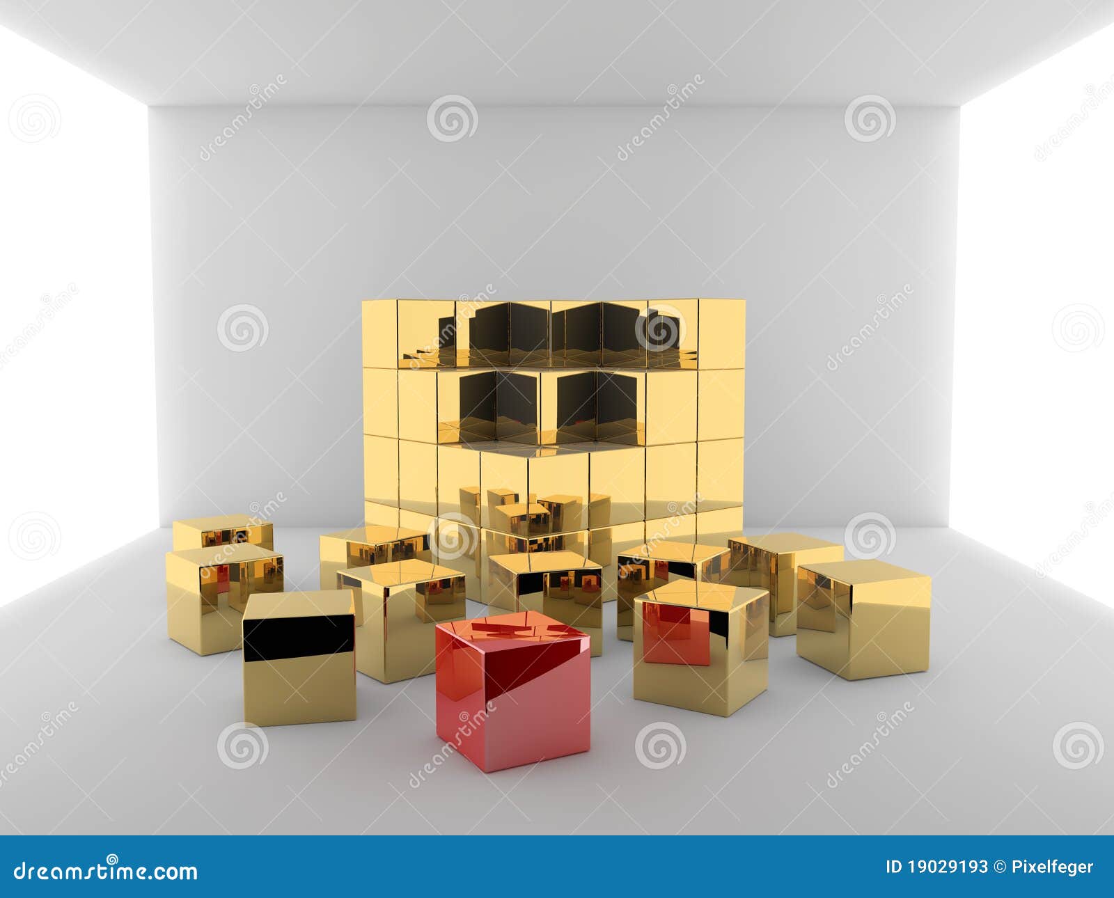 Cubes in a room stock illustration. Illustration of group - 19029193