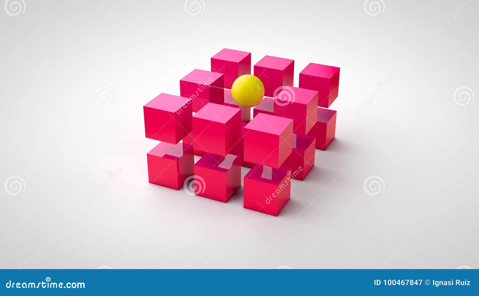 Cubes Rouges Et Une Boule Jaune Illustration Stock - Illustration du ...
