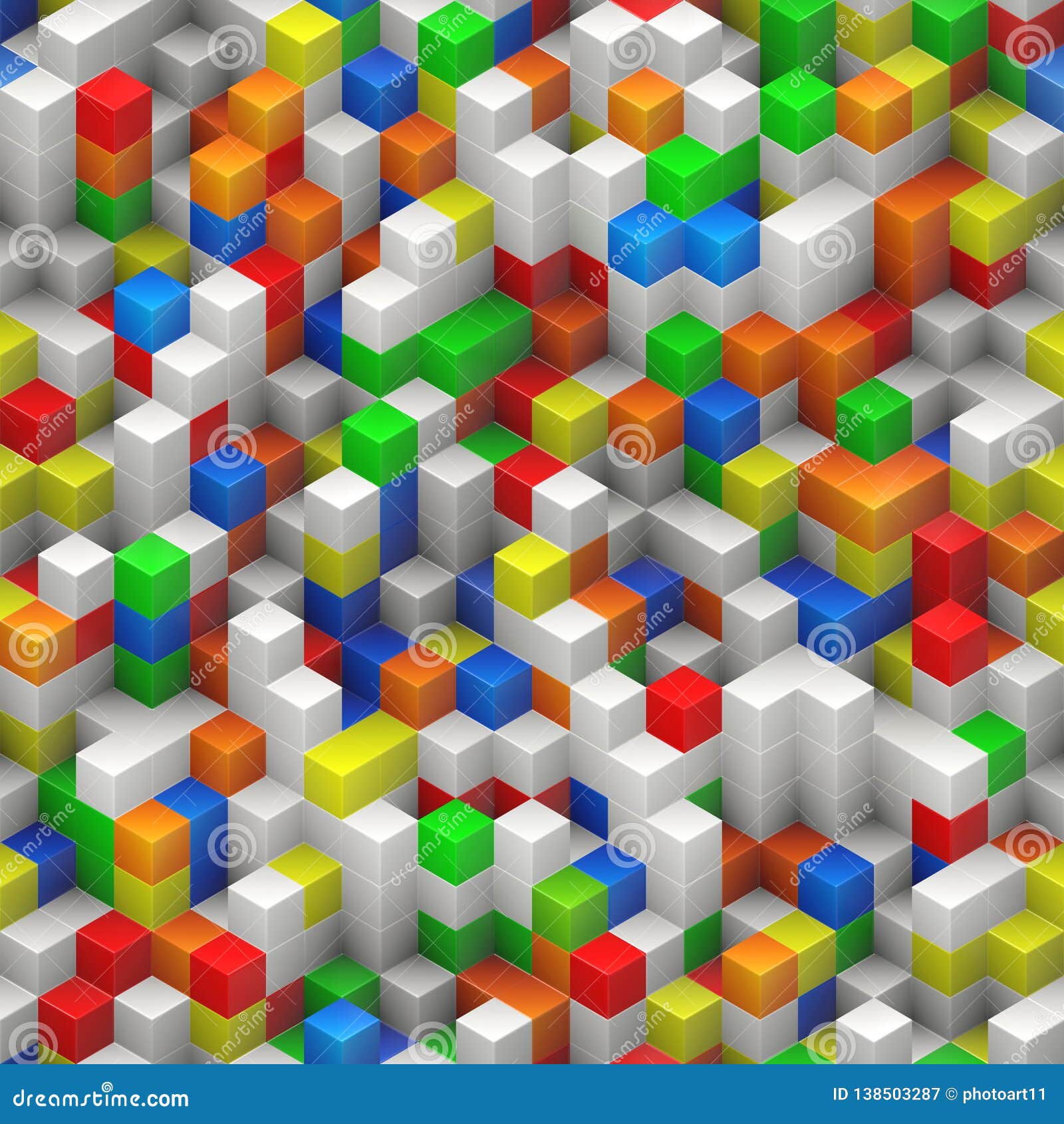 Cubes Seamless Background - Colorful, Randomly Stacked Structure Stock ...