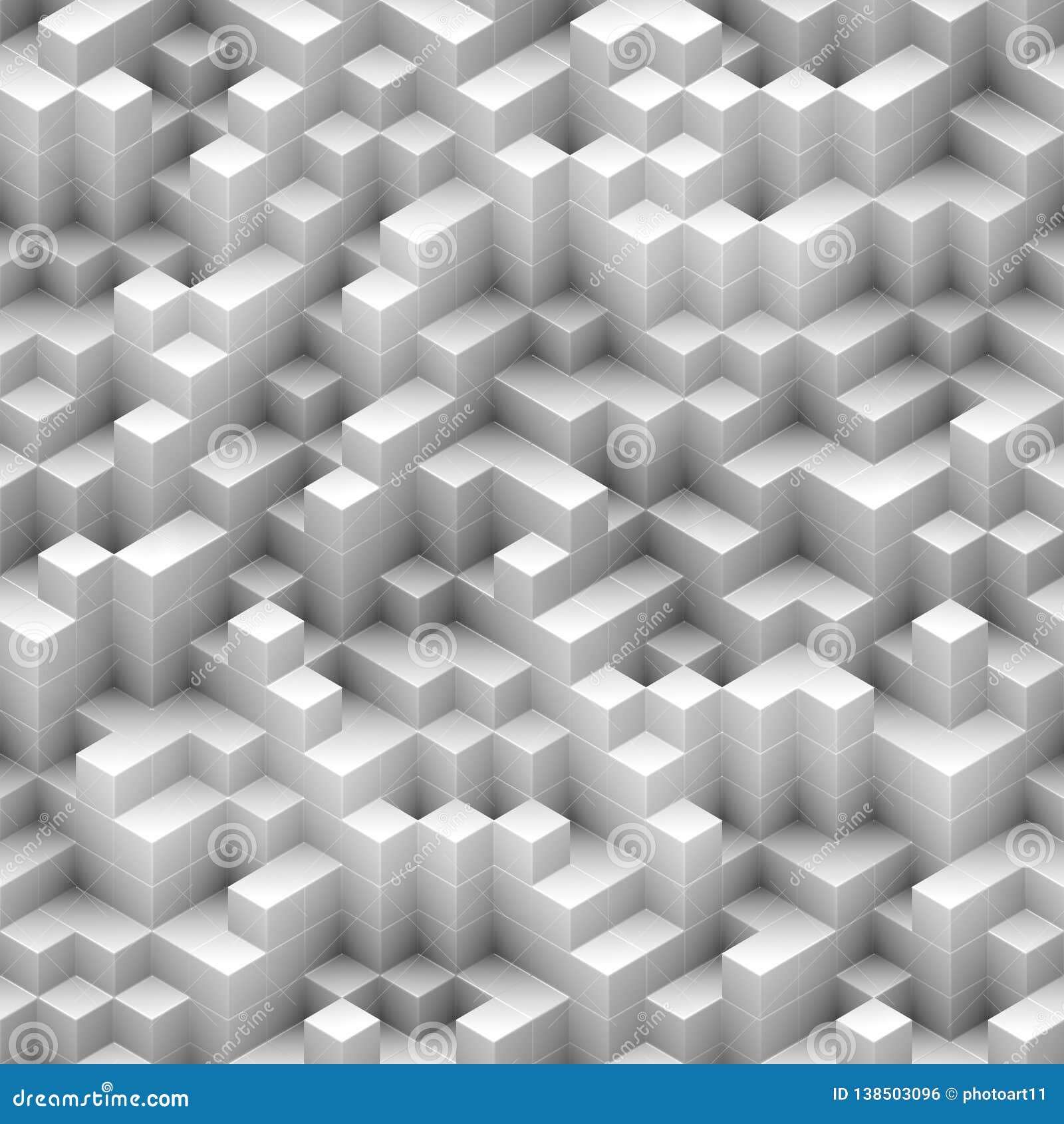 Cubes Seamless Background - White, Randomly Stacked Structure Stock ...