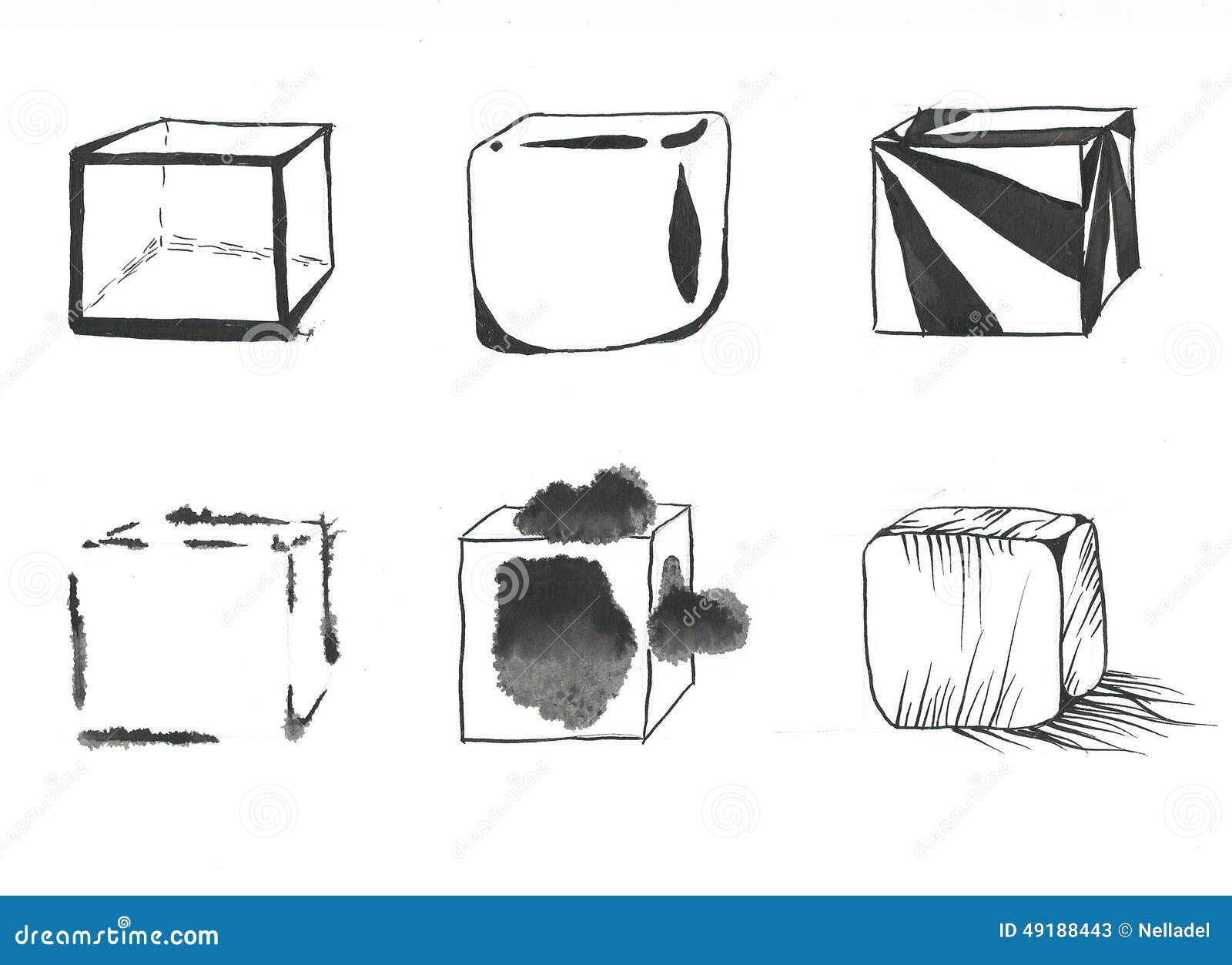 Set Of Stylized Cubes. A Collection Of Neon Gratings With Their ...