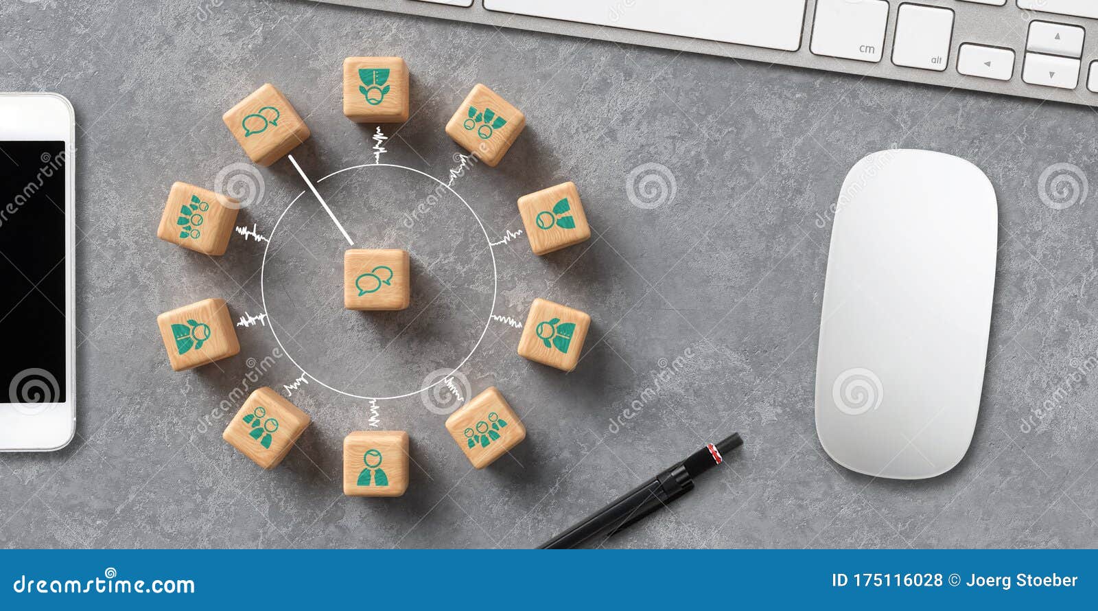 Cubes Showing a Brainstorming Session at a Modern Computer Workspace ...