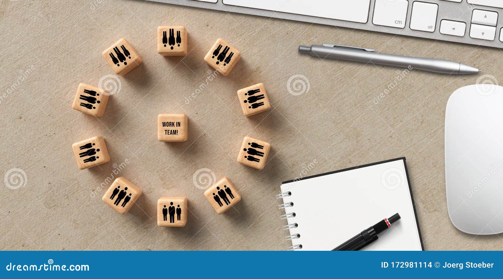 Cubes Showing a Brainstorming Session at a Modern Computer Workspace ...