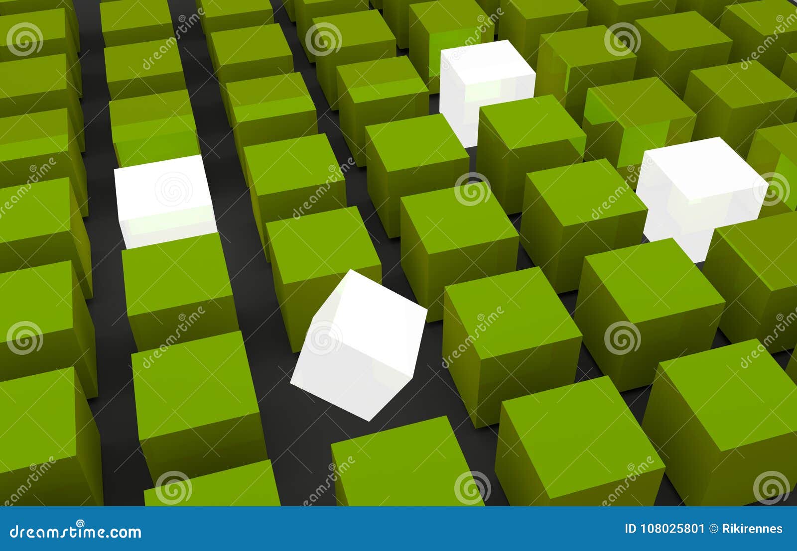 Cubes Standing Out 3d Render Stock Illustration - Illustration of ...