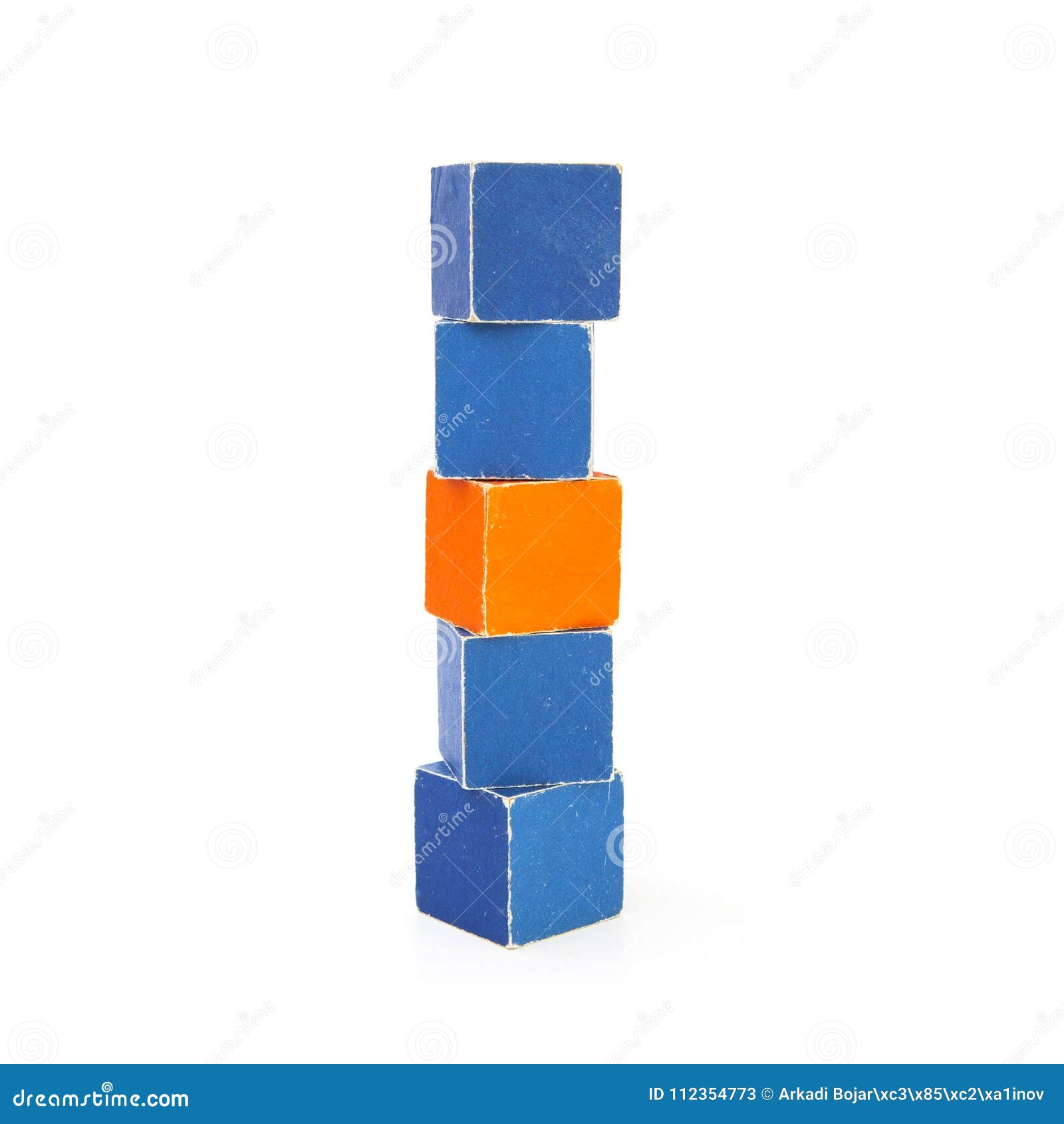 Cubes Tower Isolated on White Stock Image - Image of design, blue ...