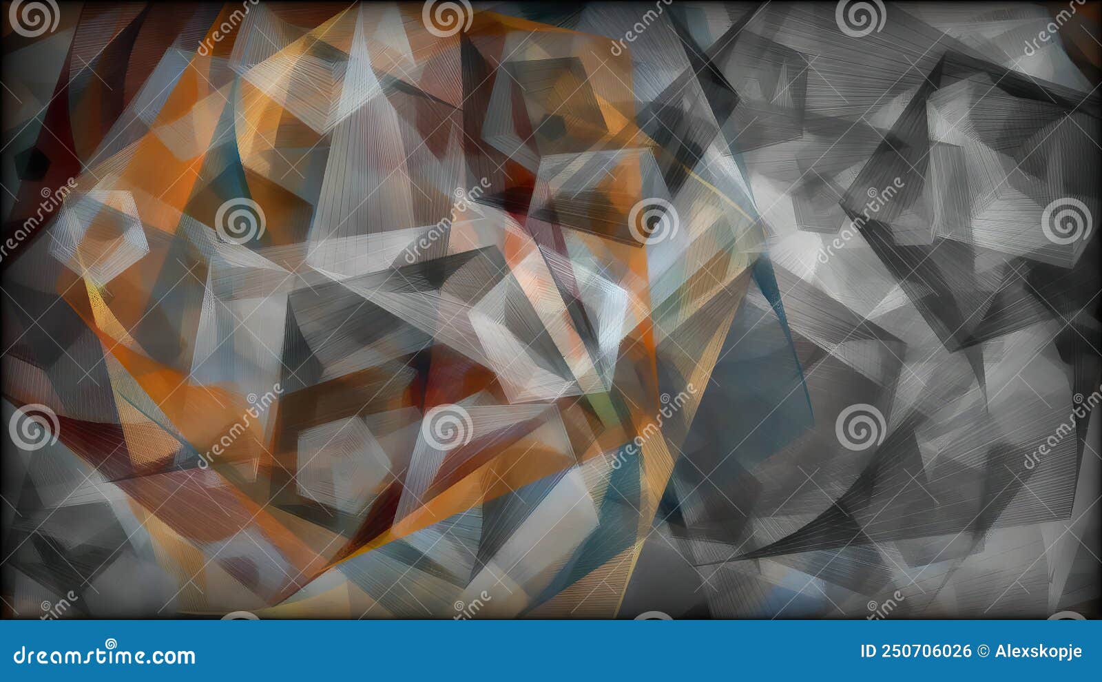 Cubes and Triangles Hand Draw Digital Art Stock Illustration ...