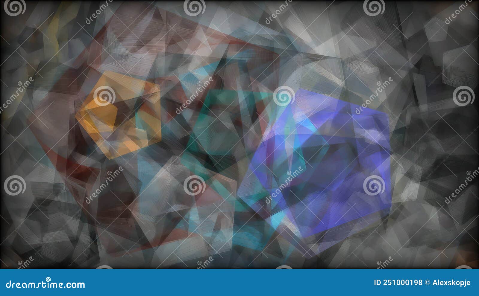 Cubes and Triangles Hand Draw Digital Art Stock Illustration ...