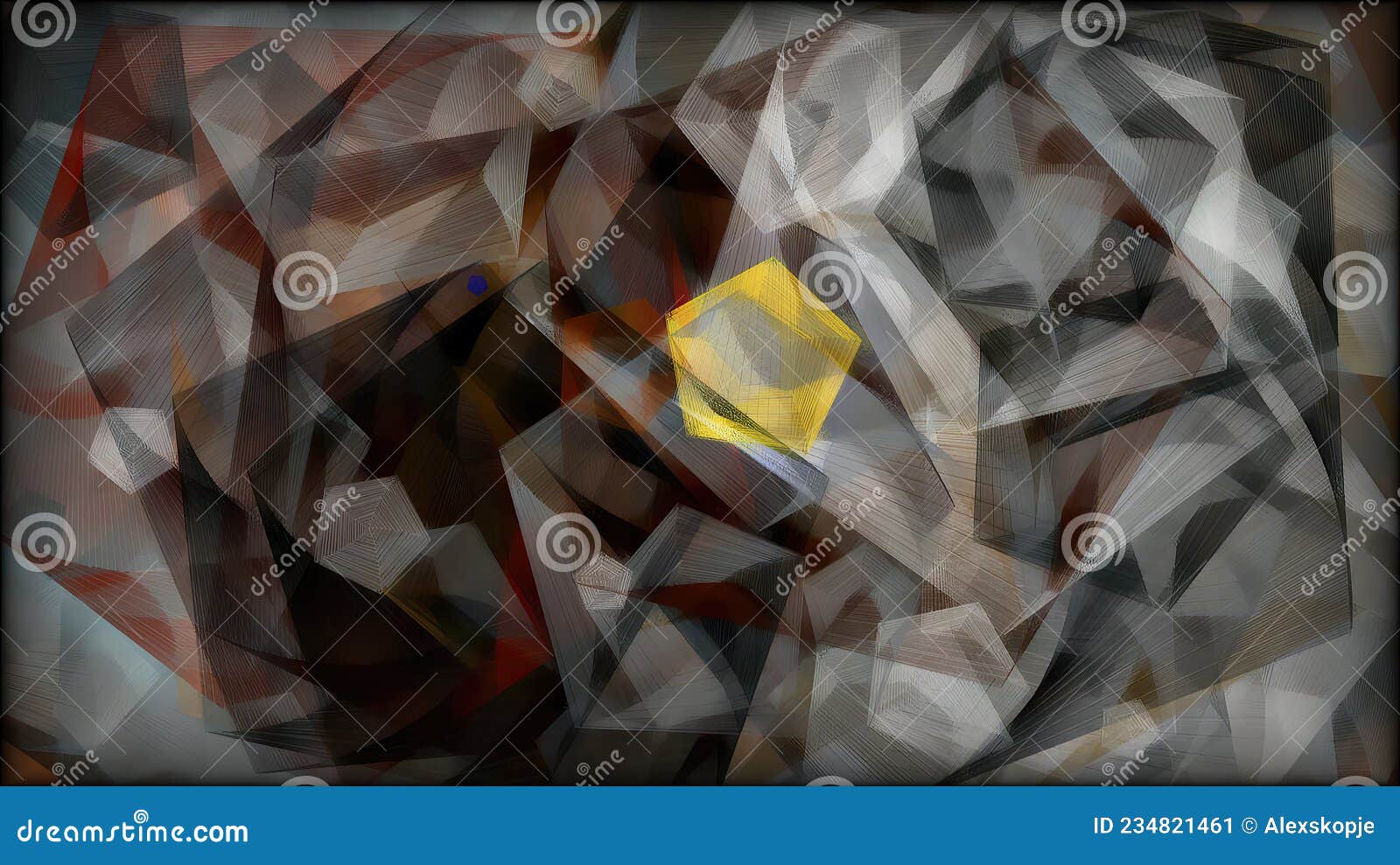 Cubes and Triangles Hand Draw Digital Art Illustration Stock ...