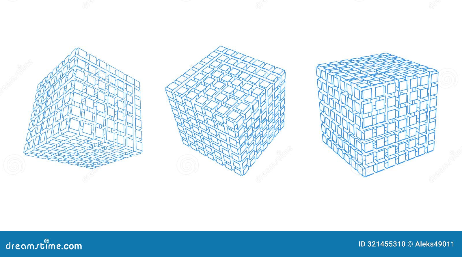 Cubes on a White Background. Square Geometric Figure.Linear Geometric ...