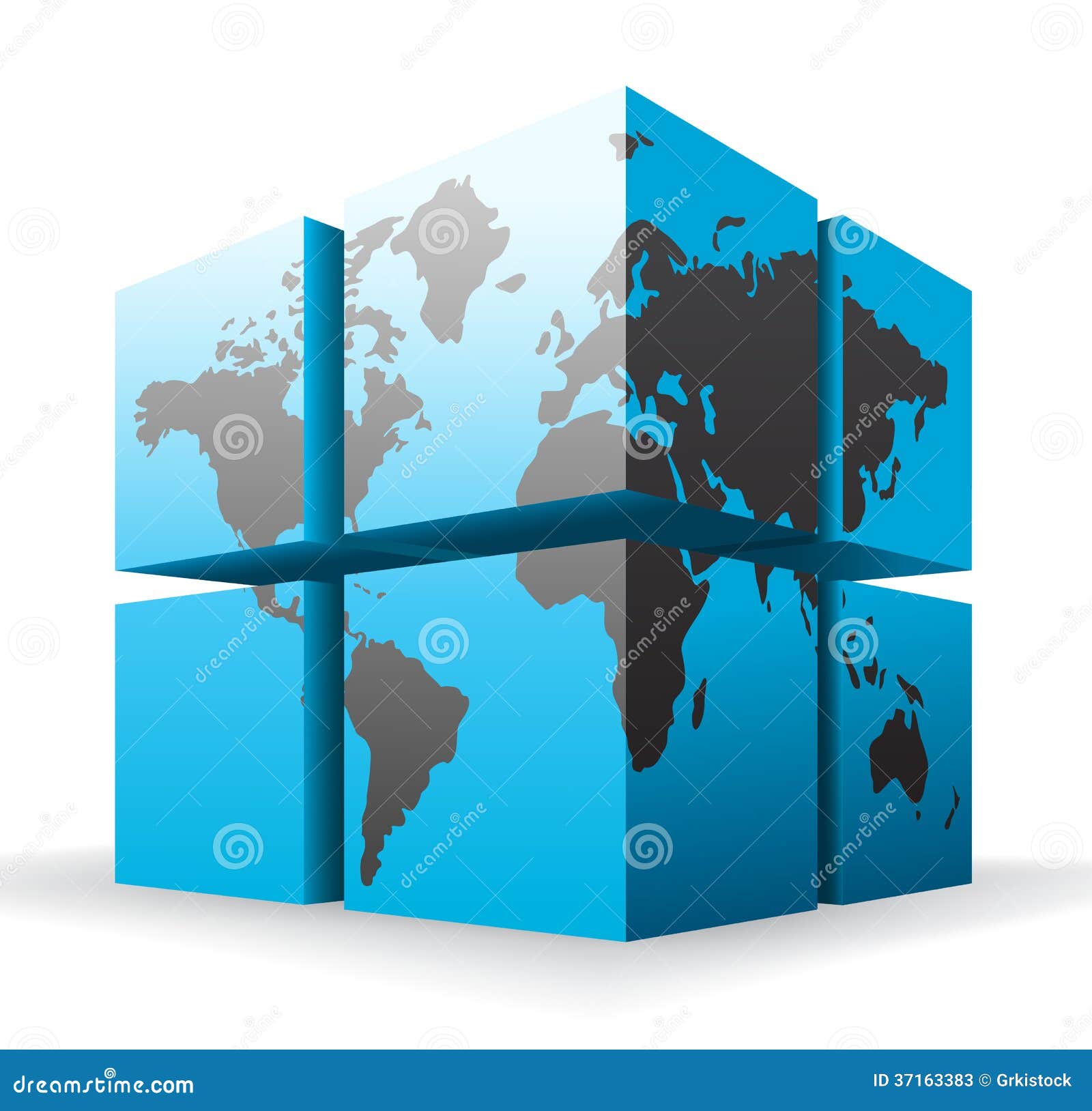 Cubes and world map. stock vector. Illustration of americas - 37163383