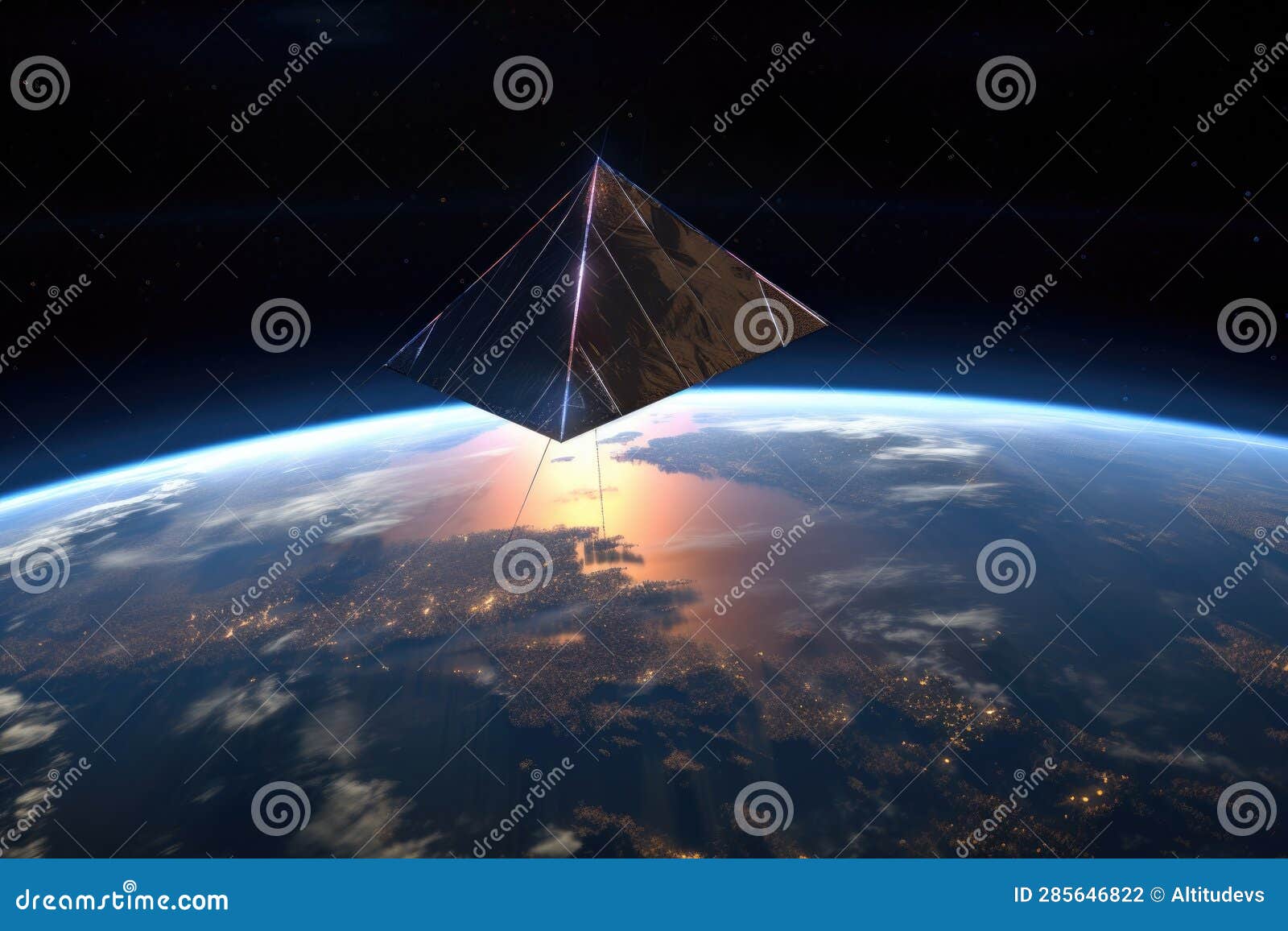 Cubesat with Solar Sail Deployed in Earth Orbit Stock Photo - Image of ...