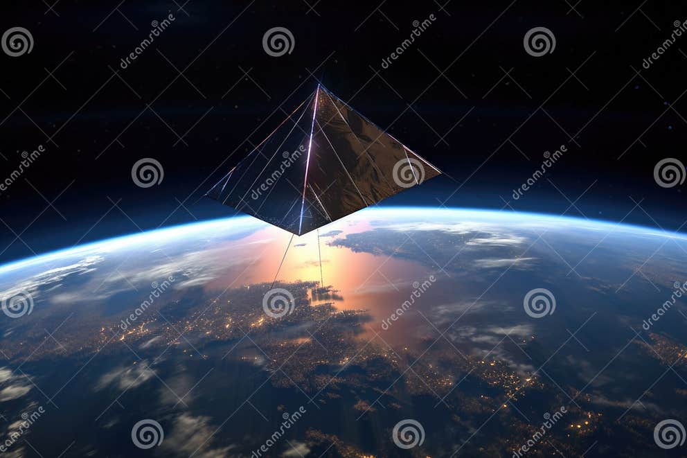Cubesat with Solar Sail Deployed in Earth Orbit Stock Photo - Image of ...