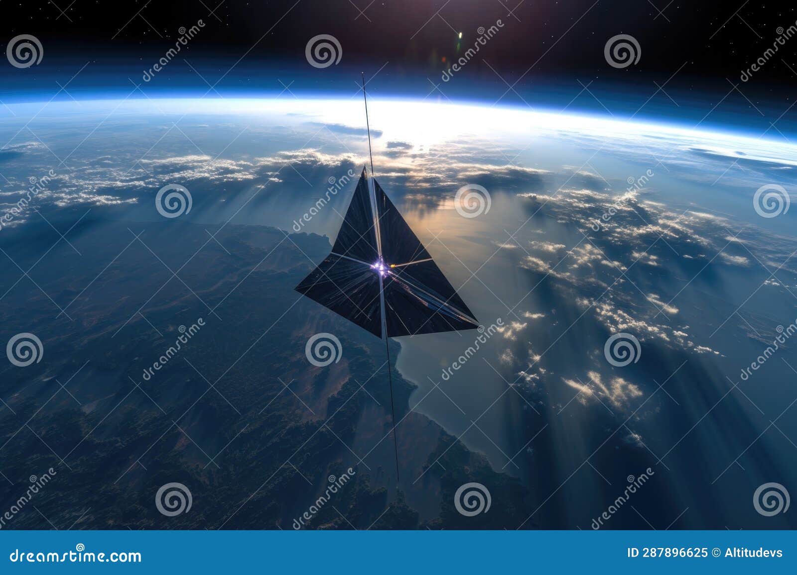 Cubesat with Solar Sail Deployed in Earth Orbit Stock Illustration ...
