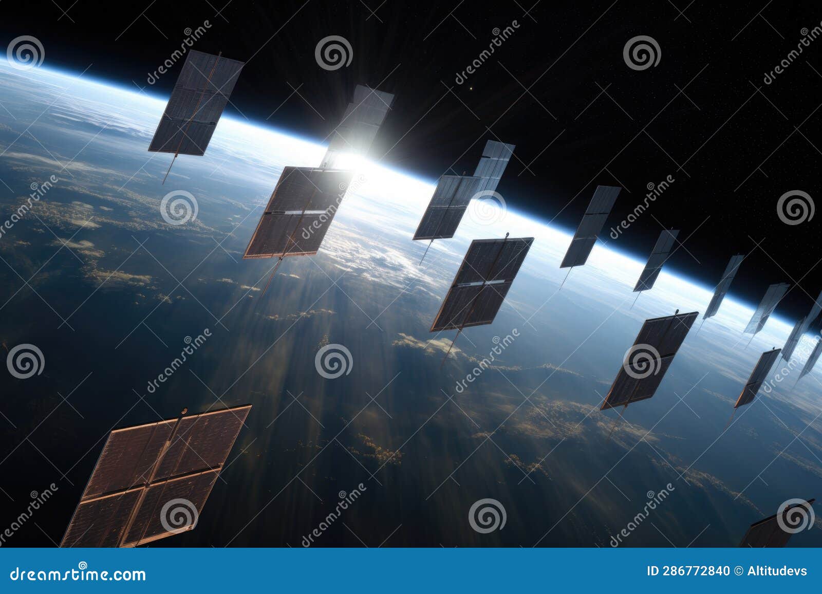Cubesats with Solar Sails in a Row Stock Illustration - Illustration of ...