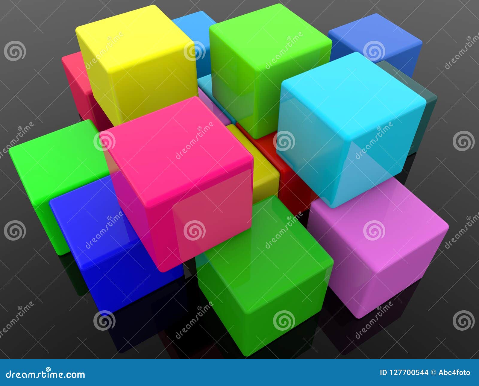 Cubi Differenti Di Colore Su Fondo Nero Illustrazione di Stock ...