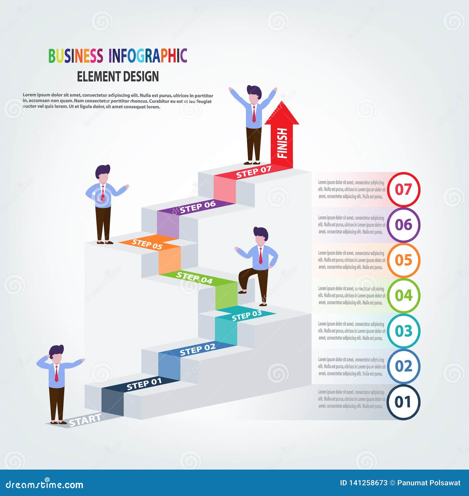 3 Steps Infographics Element Template Chart. Cartoon Vector ...
