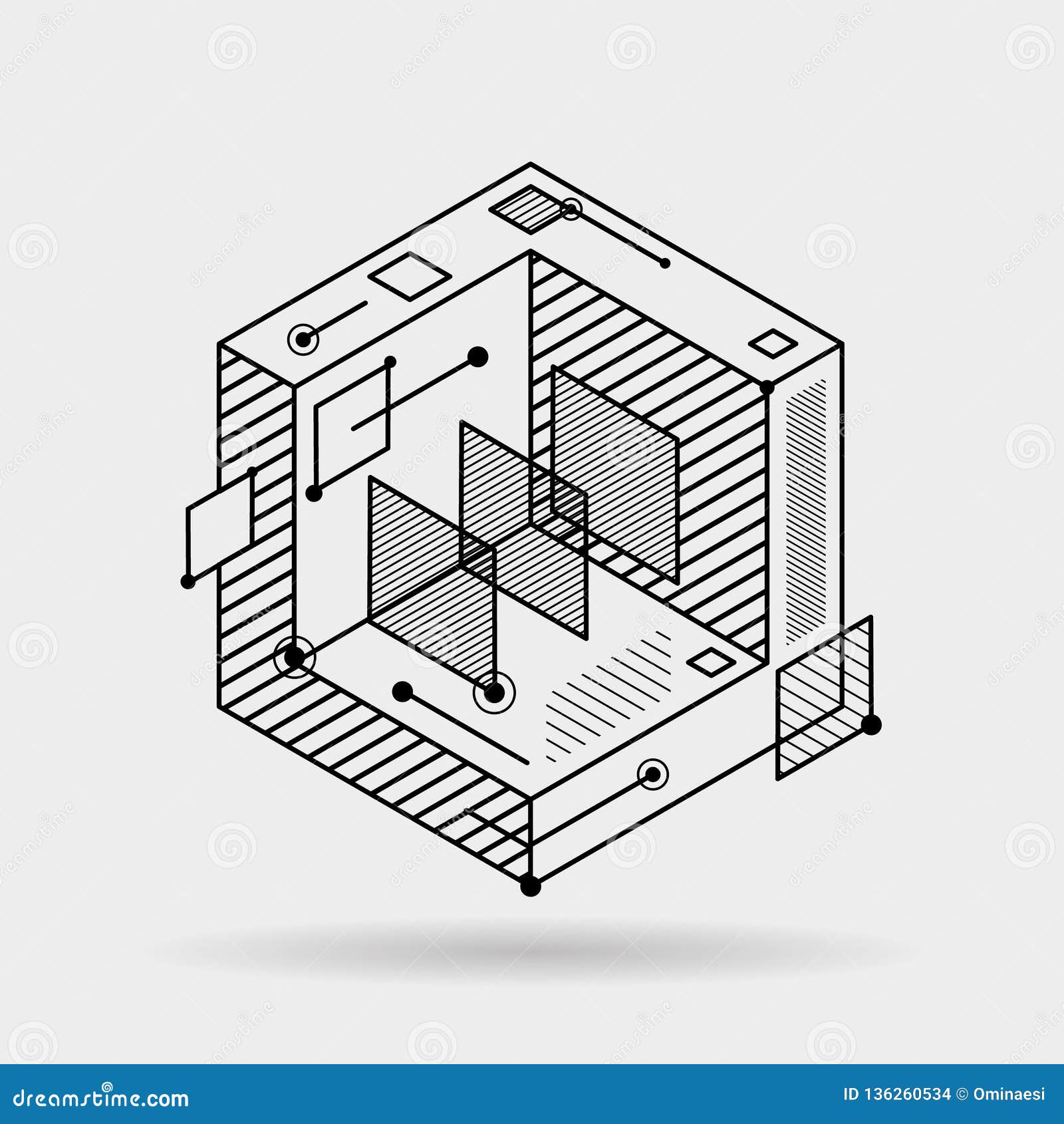 Cubic Abstract Lines Elements Technical 3D Isometric Background Design ...