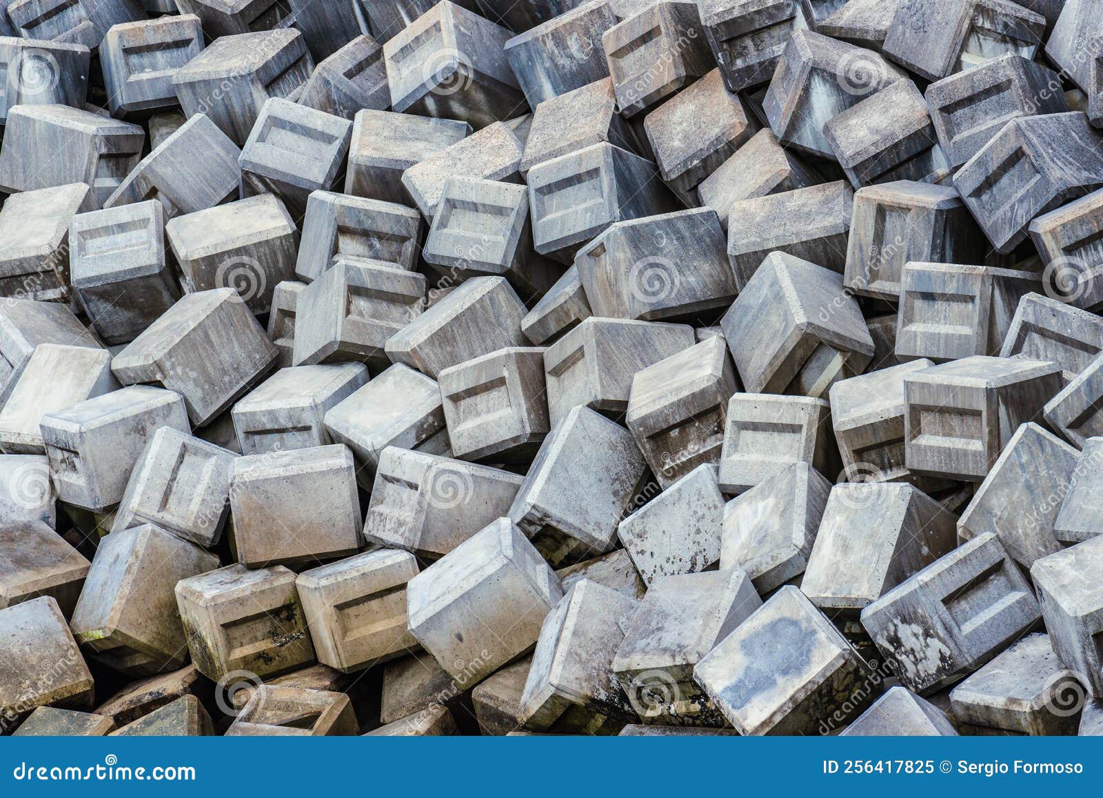 Cubic Background in Breakwater Surface Stock Image - Image of ...
