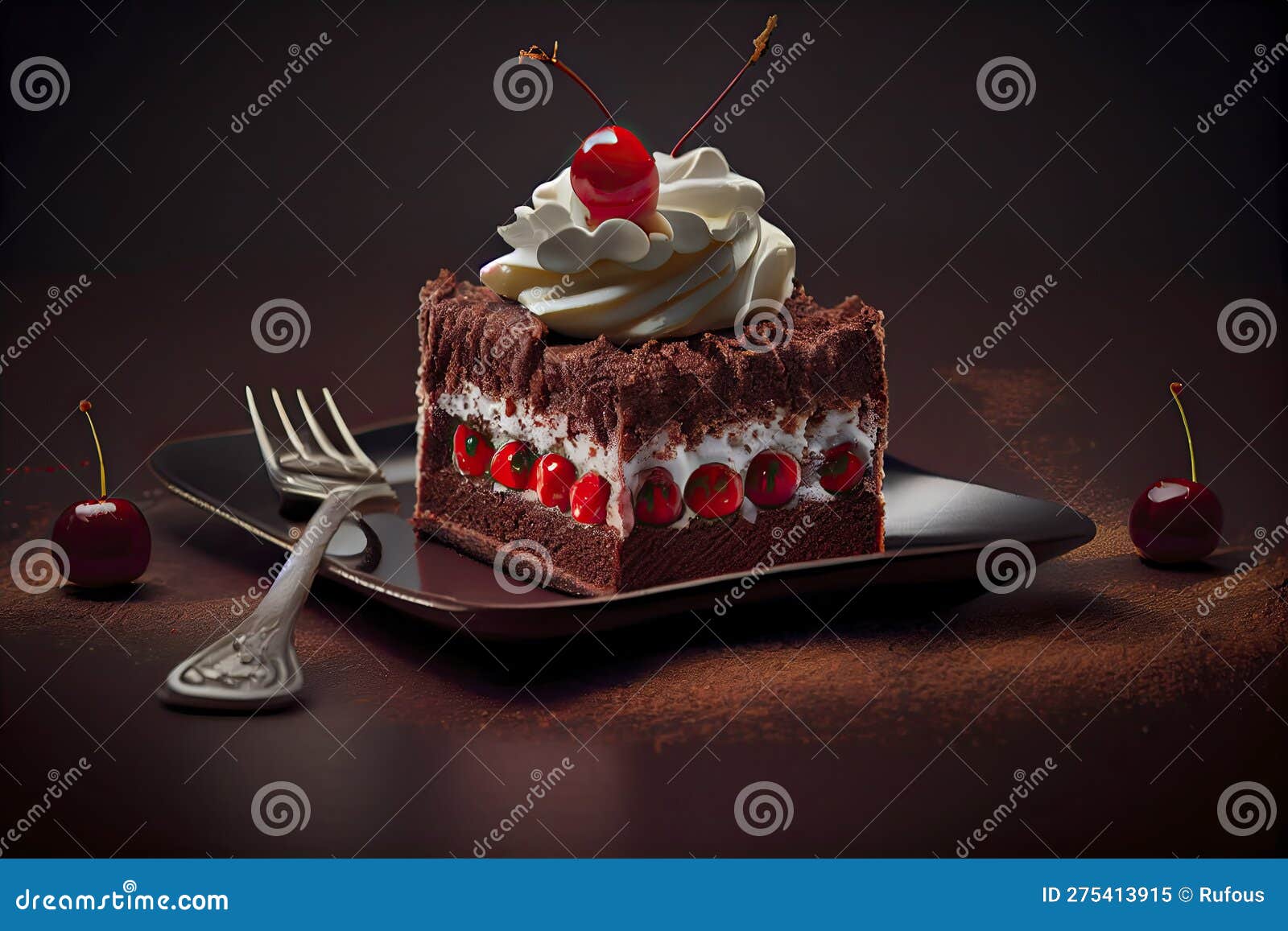 Cubic black forest cake stock illustration. Illustration of colours ...