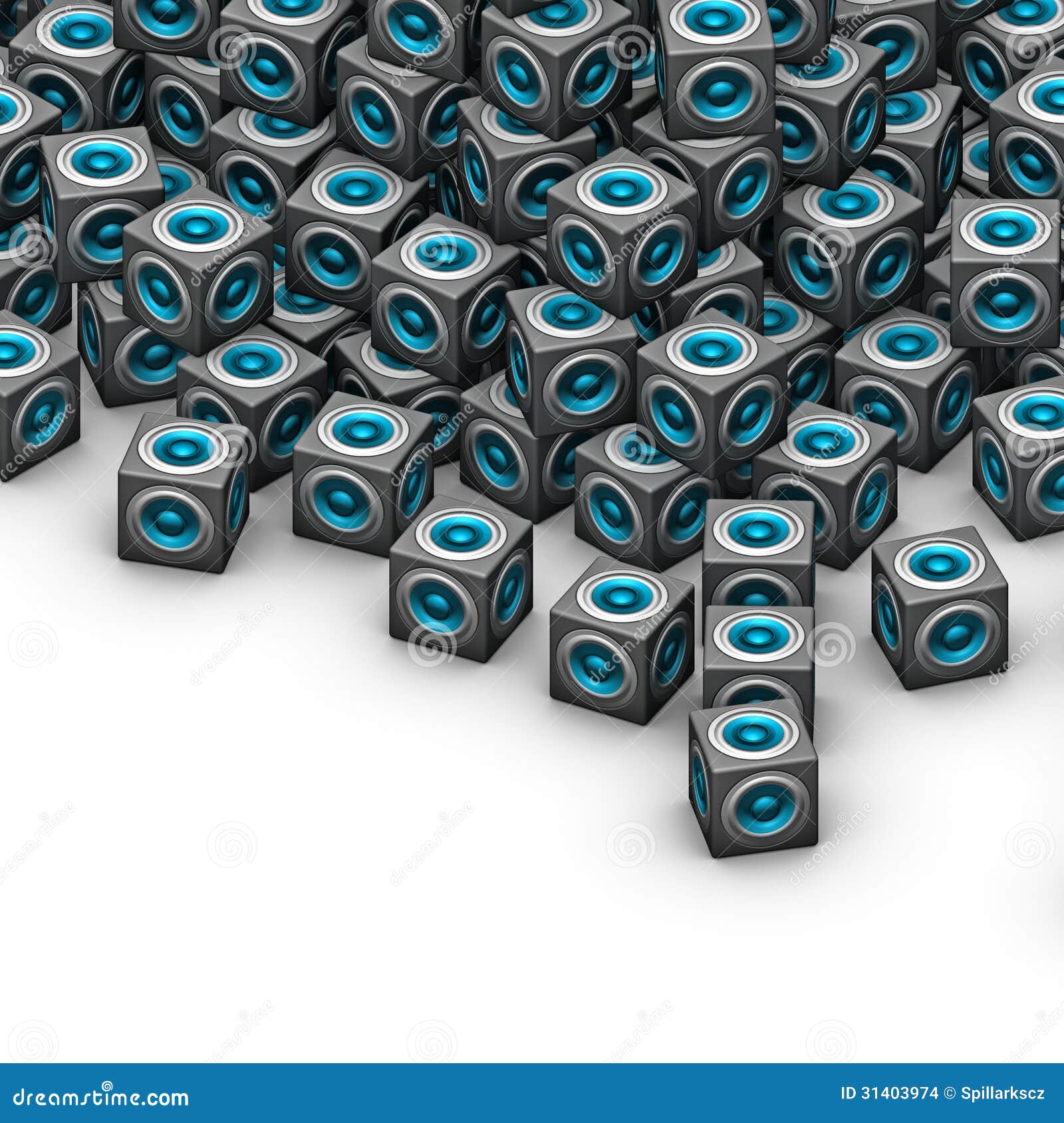 Cubic Blue Sound System Woofer on White Stock Illustration ...