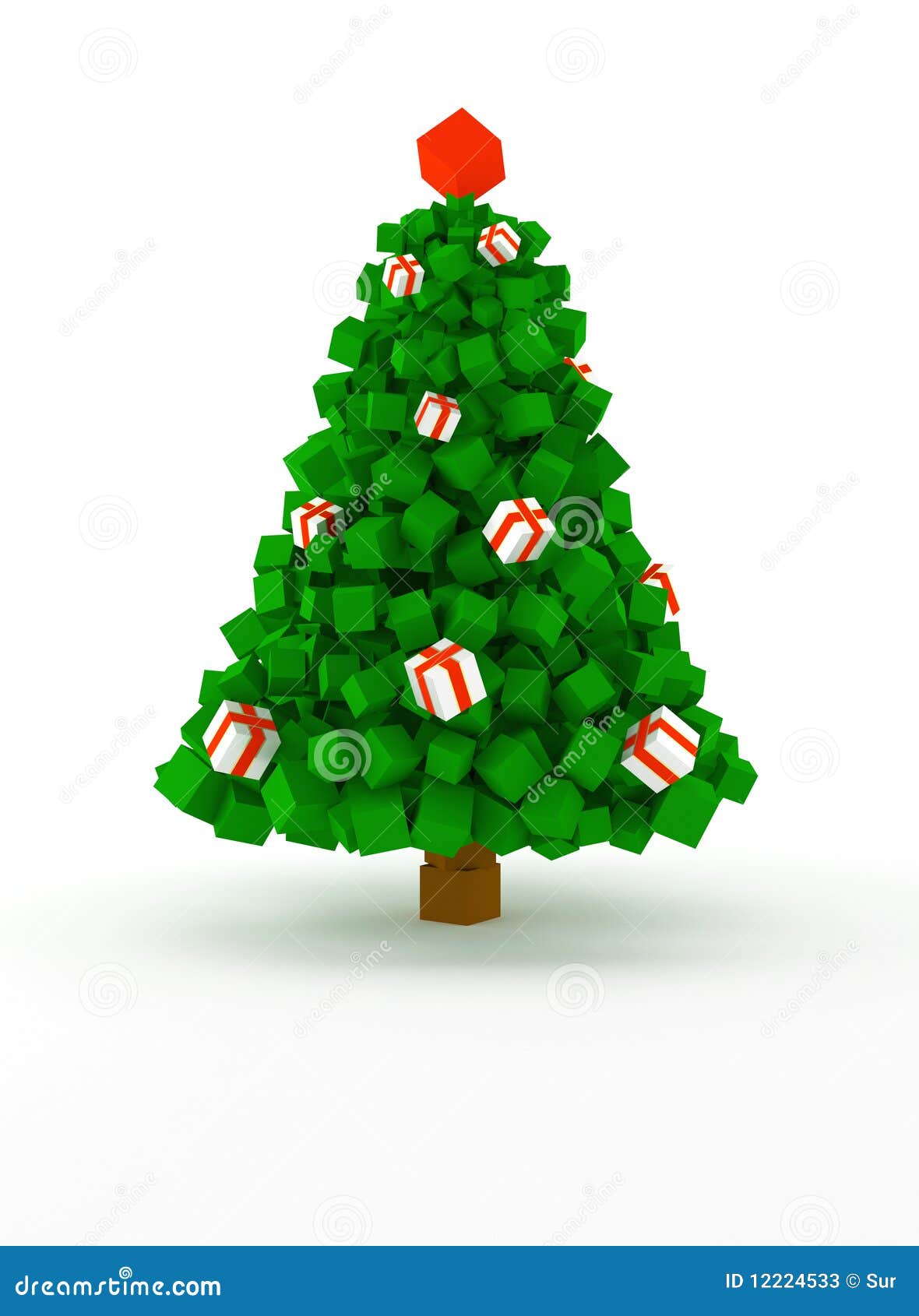 Cubic christmas tree stock illustration. Illustration of band - 12224533