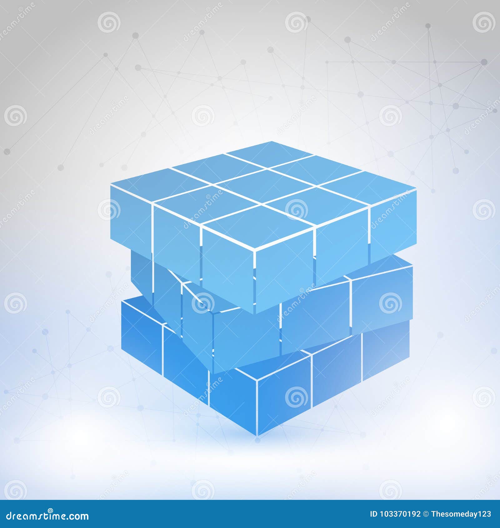 Cubic Constructed Of Many Blocks Vector Illustration | CartoonDealer ...