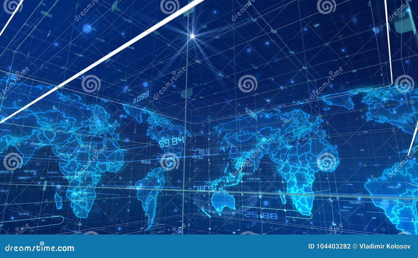 Cubic Digital Communication World Map Stock Illustration - Illustration ...