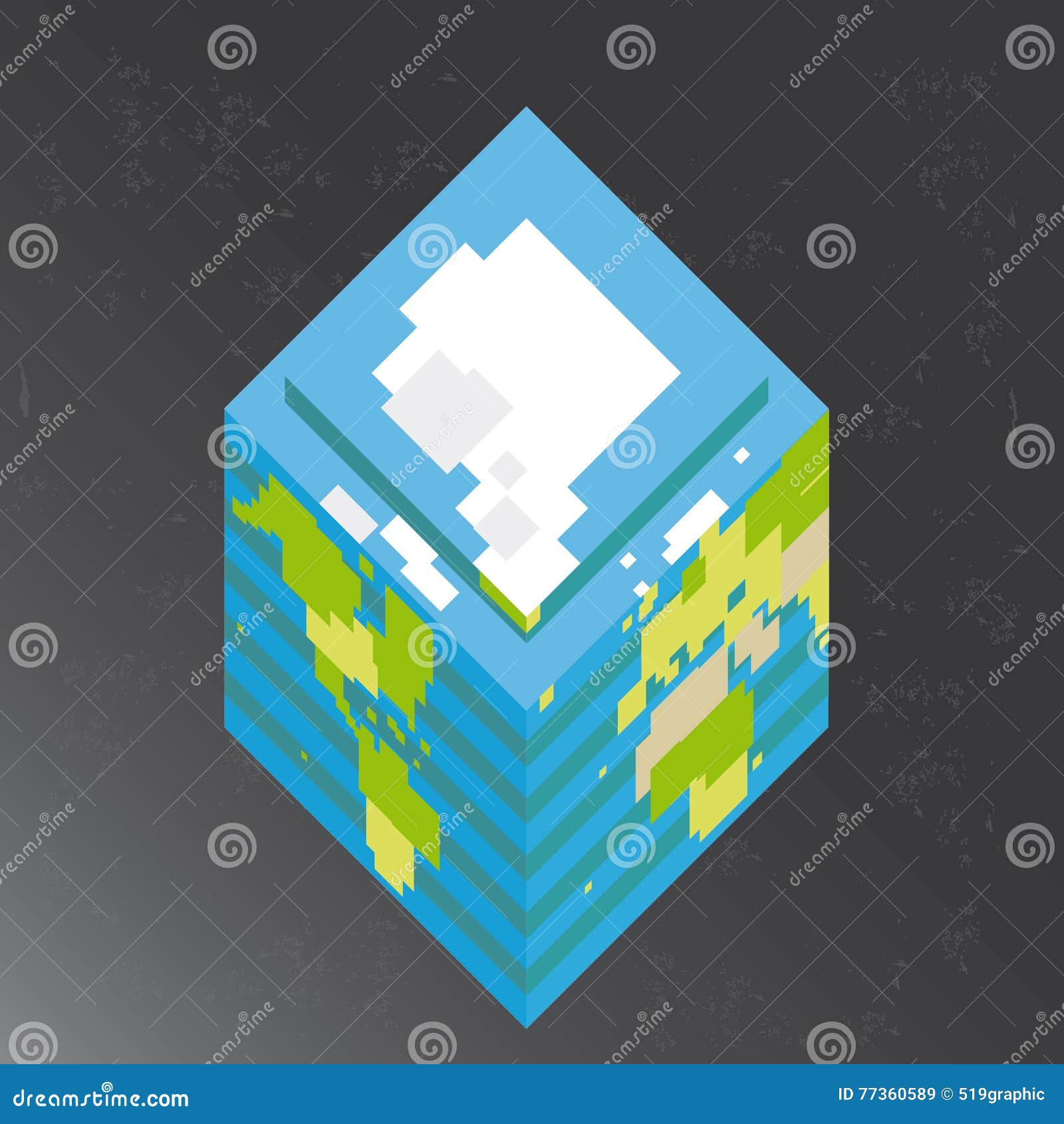 Cubic Planet Globe Earth Cube Stock Image | CartoonDealer.com #2935699