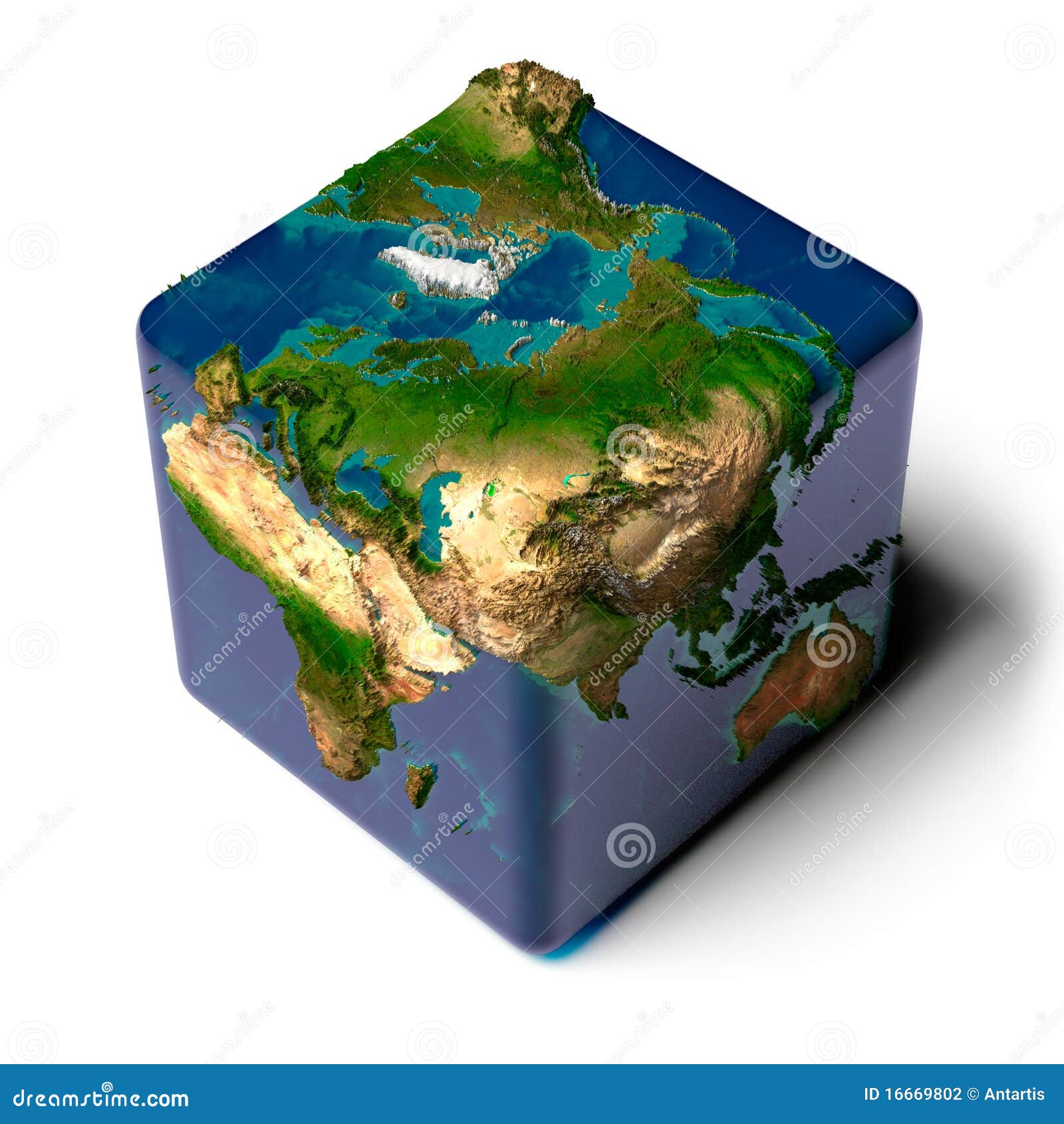 Cubic Earth with Translucent Ocean Stock Illustration - Illustration of ...